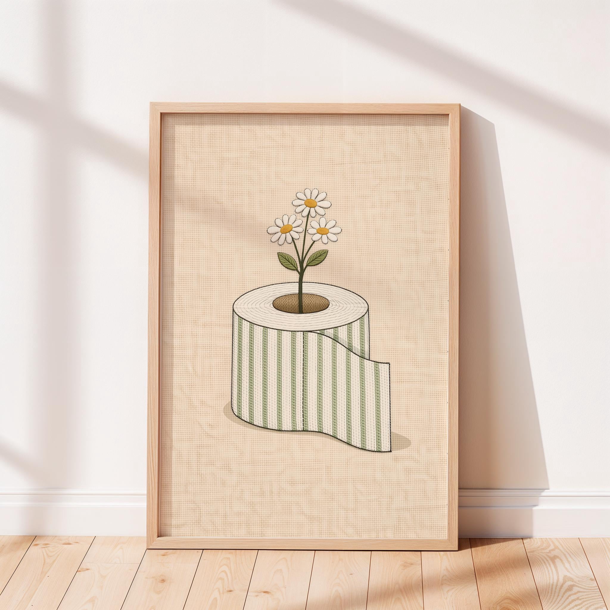 Affixzi Scandinavian Bathroom Wall Art, Cottagecore Flower Print ...