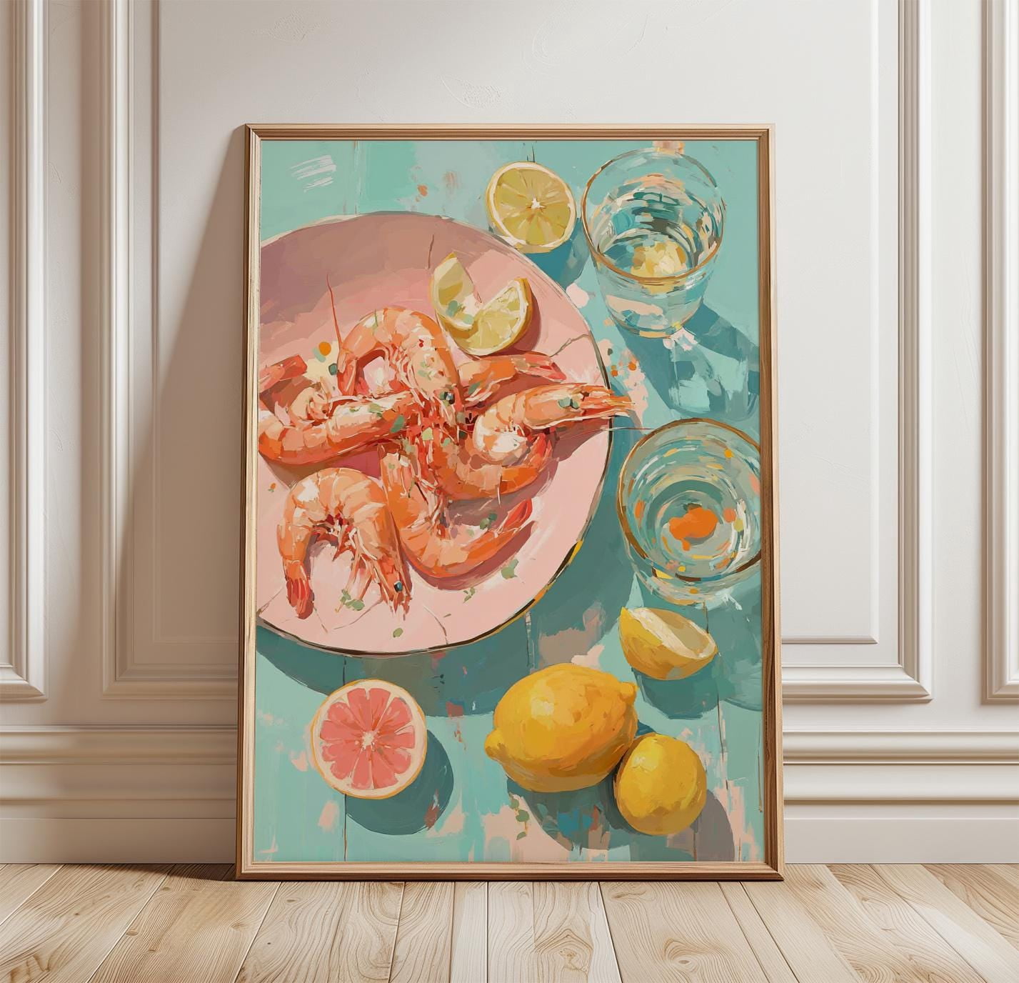 Affixzi Seafood Kitchen Wall Art - Shrimp Illustration for ...