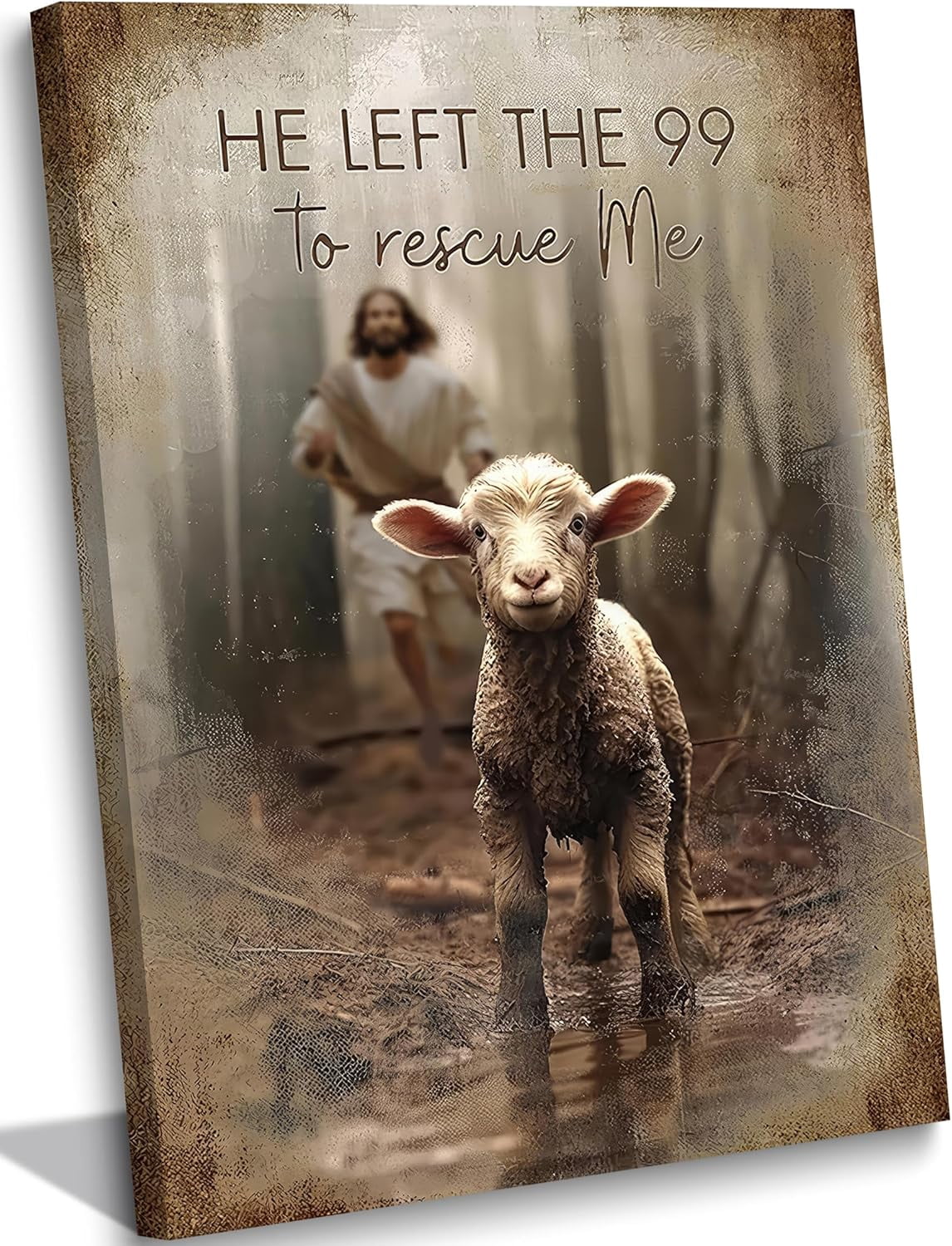 Affixzi Sheep Canvas Wall Art, Jesus Leaves 99 Sheep Picture Wall ...