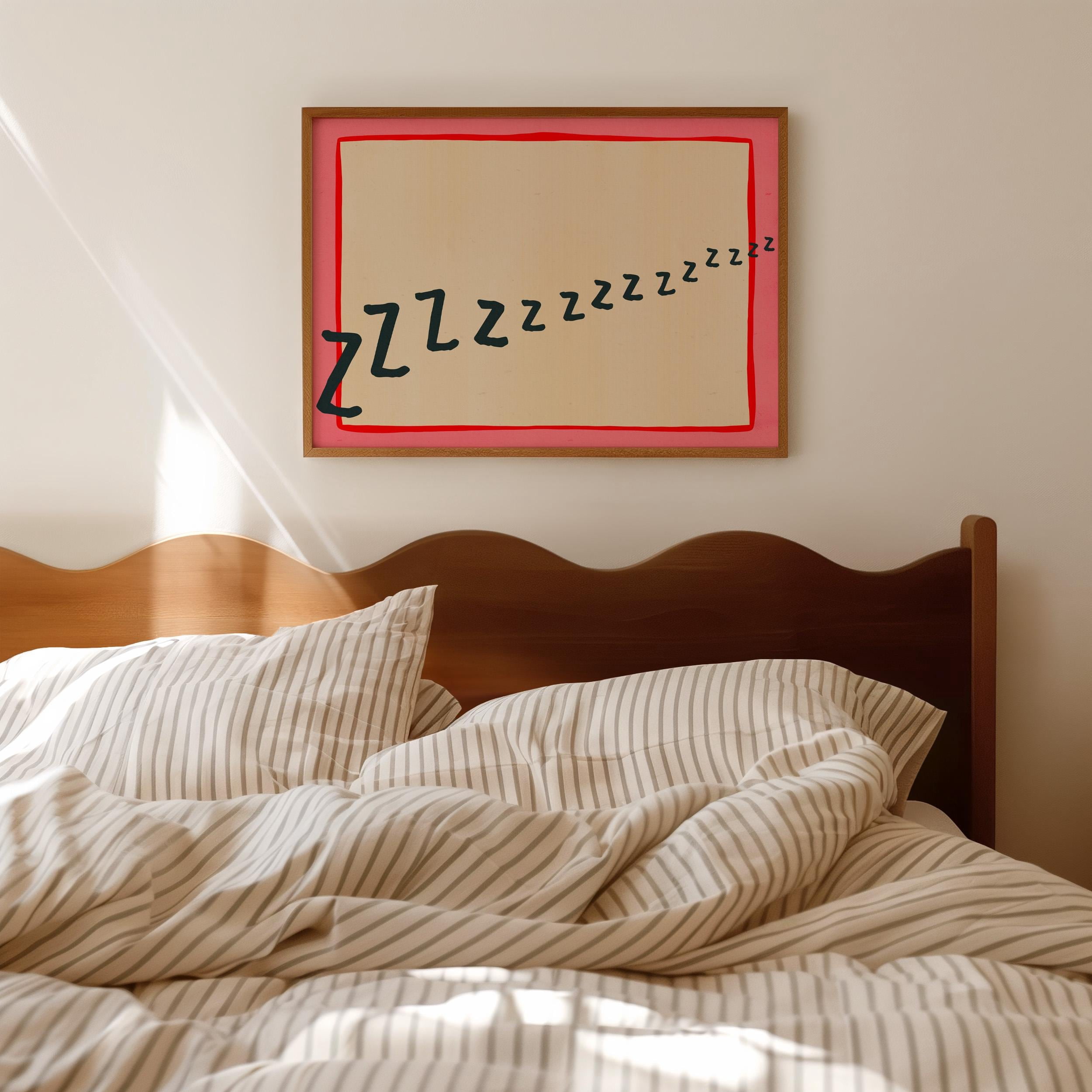 Affixzi Sleeping Quote Print, Hand Drawn Bedroom Wall Art, Above Bed ...