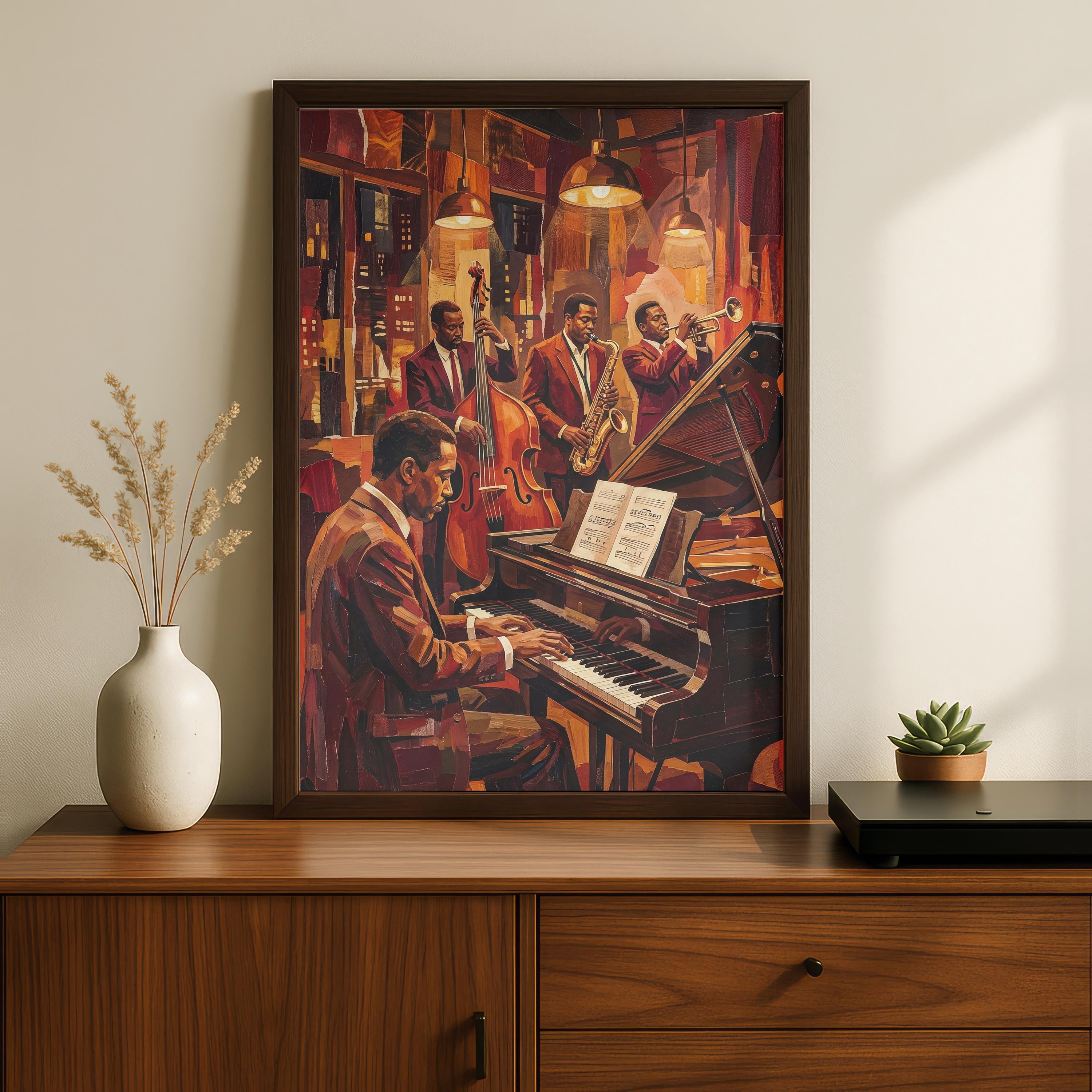 Affixzi Smoky Jazz Club Poster | Vintage Music Wall Art Print | Warm ...