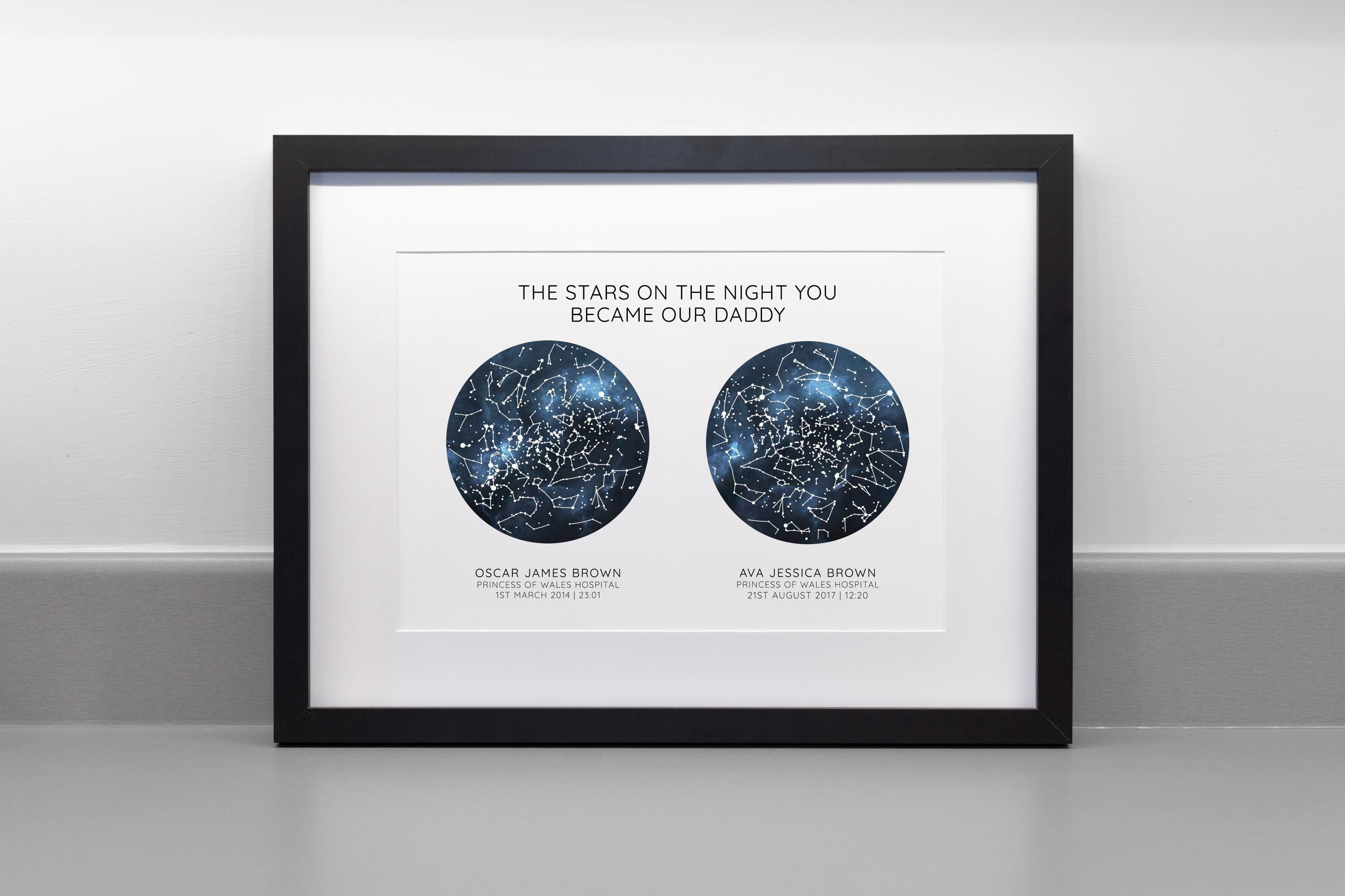 Affixzi Star Map Print, The Night You Became My Dad Mum, Unframed Paper ...