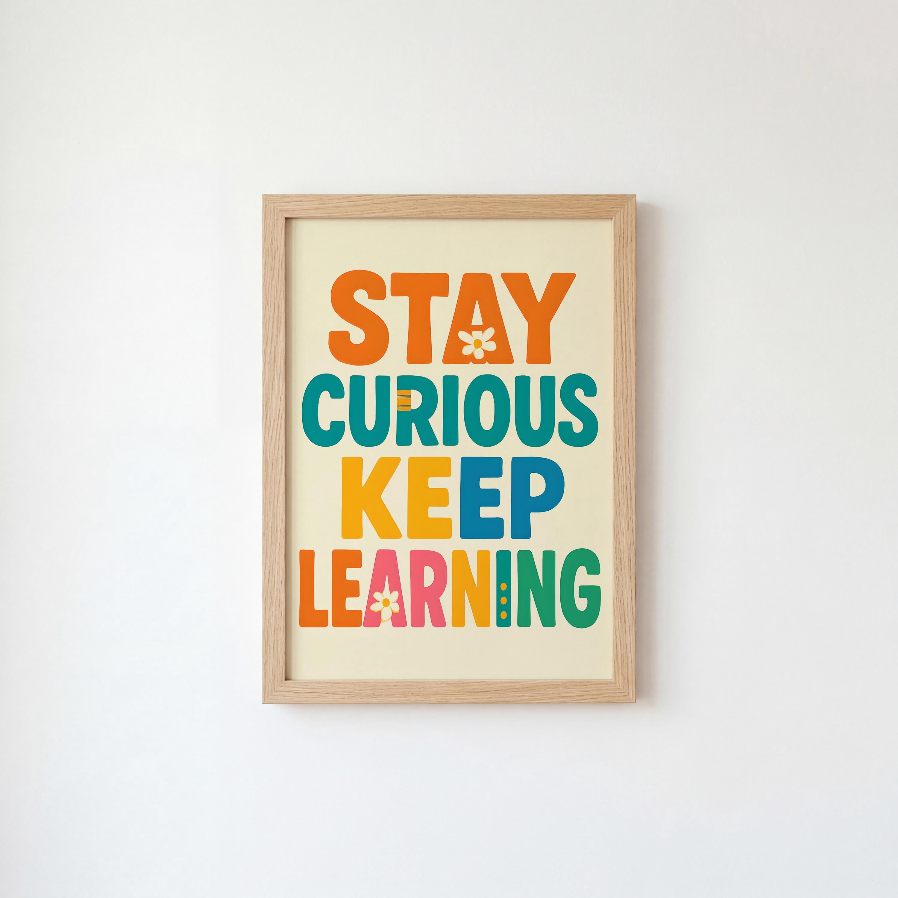Affixzi Stay Curious Keep Learning Retro Poster, Motivational Classroom ...