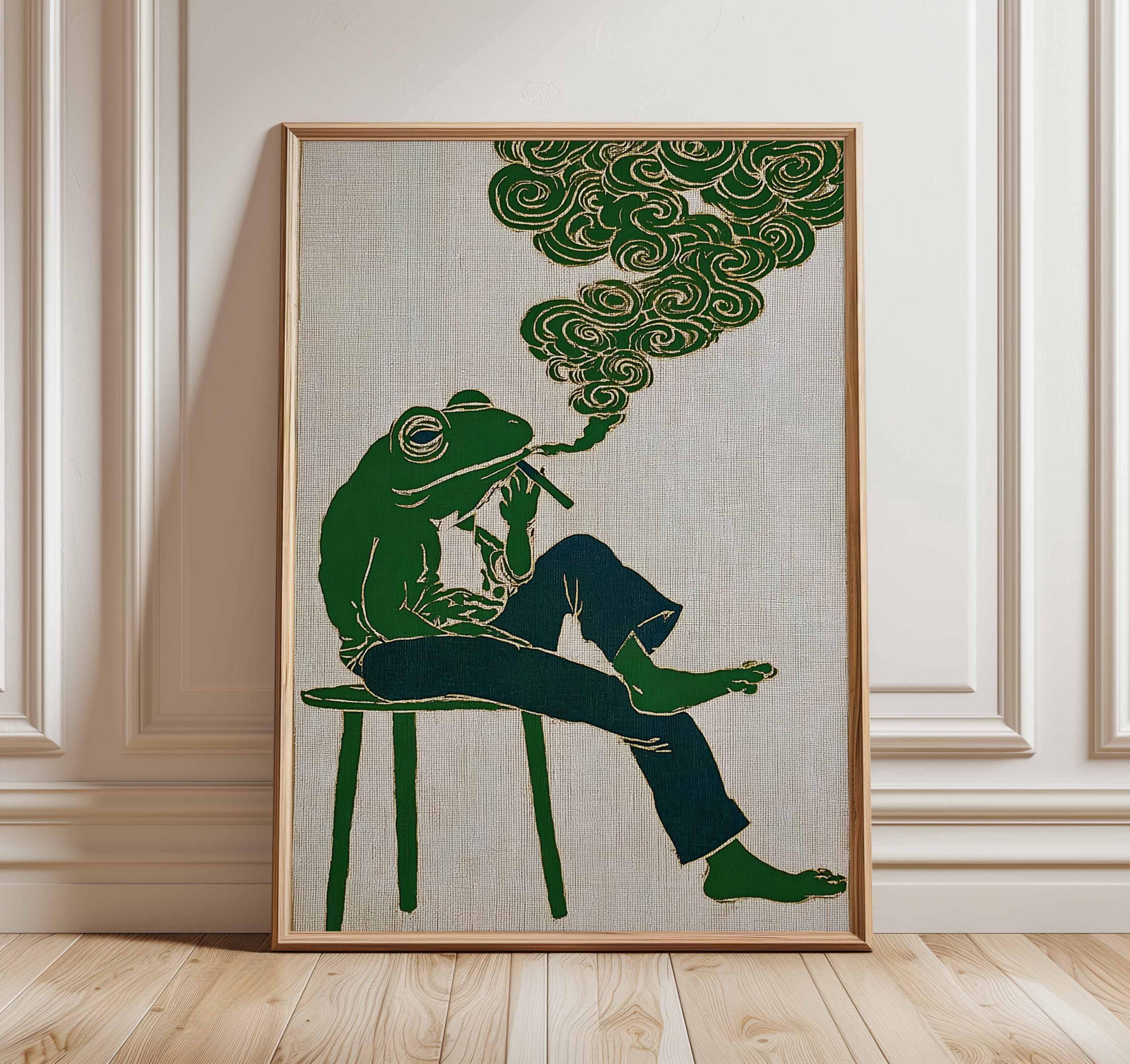 Affixzi Surreal Frog Art Print in Vintage Japanese Style for Whimsical ...