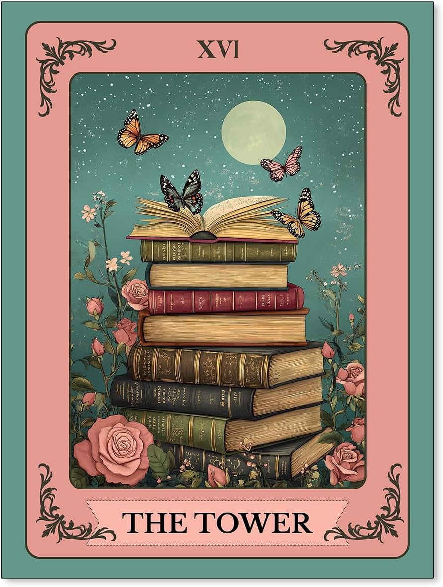 Affixzi Tarot Card Books Poster, Butterfly Botanical Flower Wall Art ...