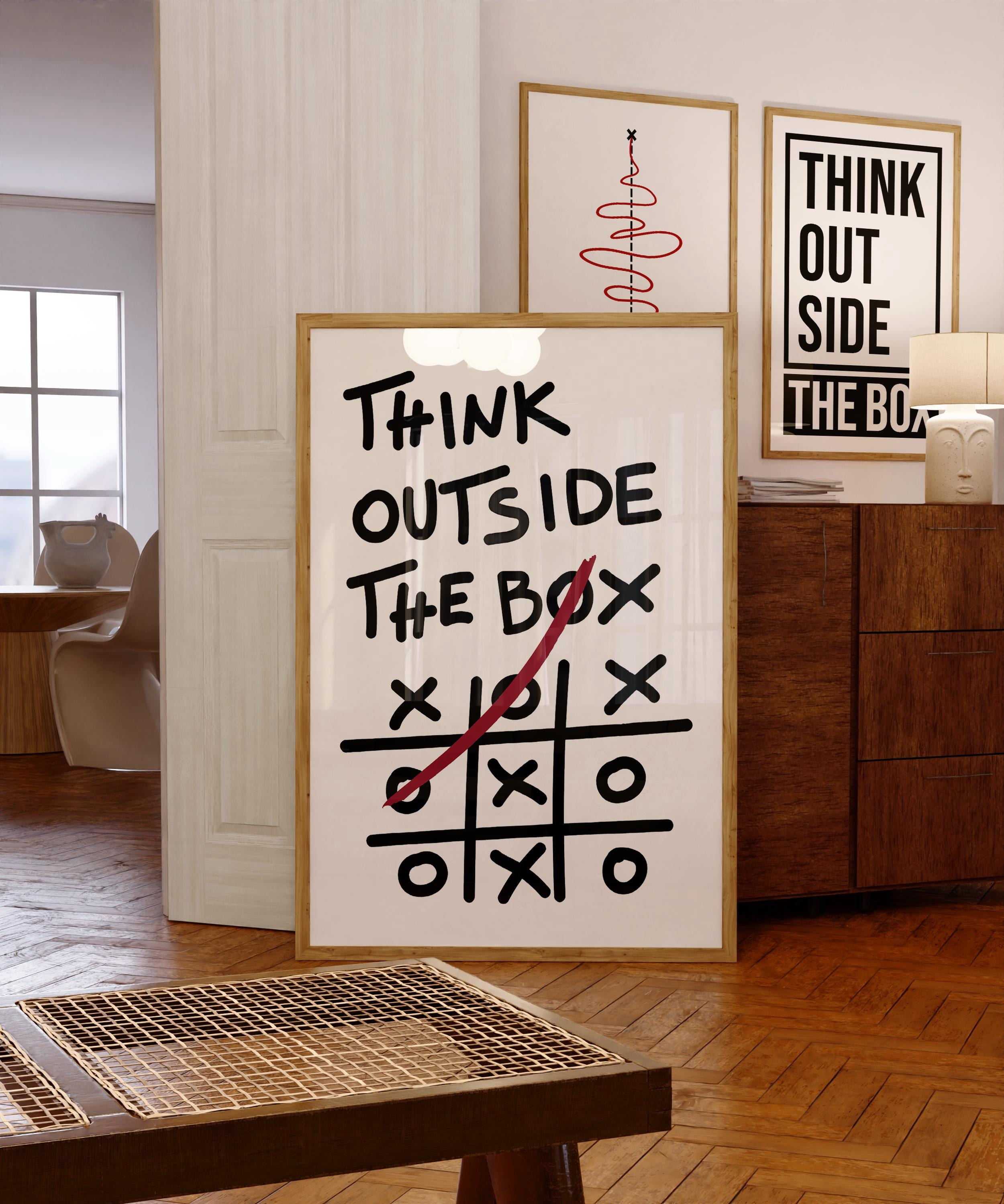 Affixzi Think Outside The Box Poster, Minimalist Office Decor, Unframed ...