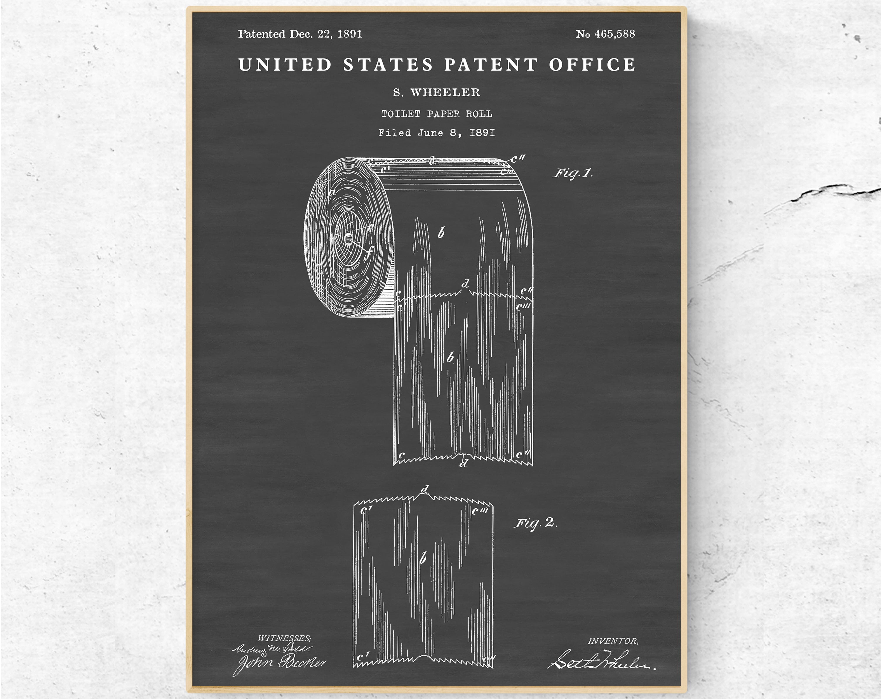 Affixzi Toilet Paper 1891 Patent Print. Bathroom Vintage Wall Art ...