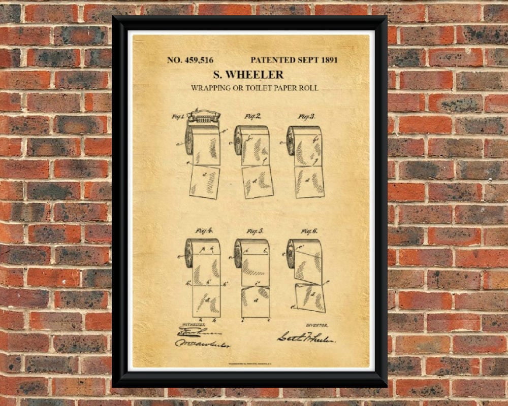 Affixzi Toilet Paper Roll Patent Print 1891 Vintage Art Bathroom Decor ...