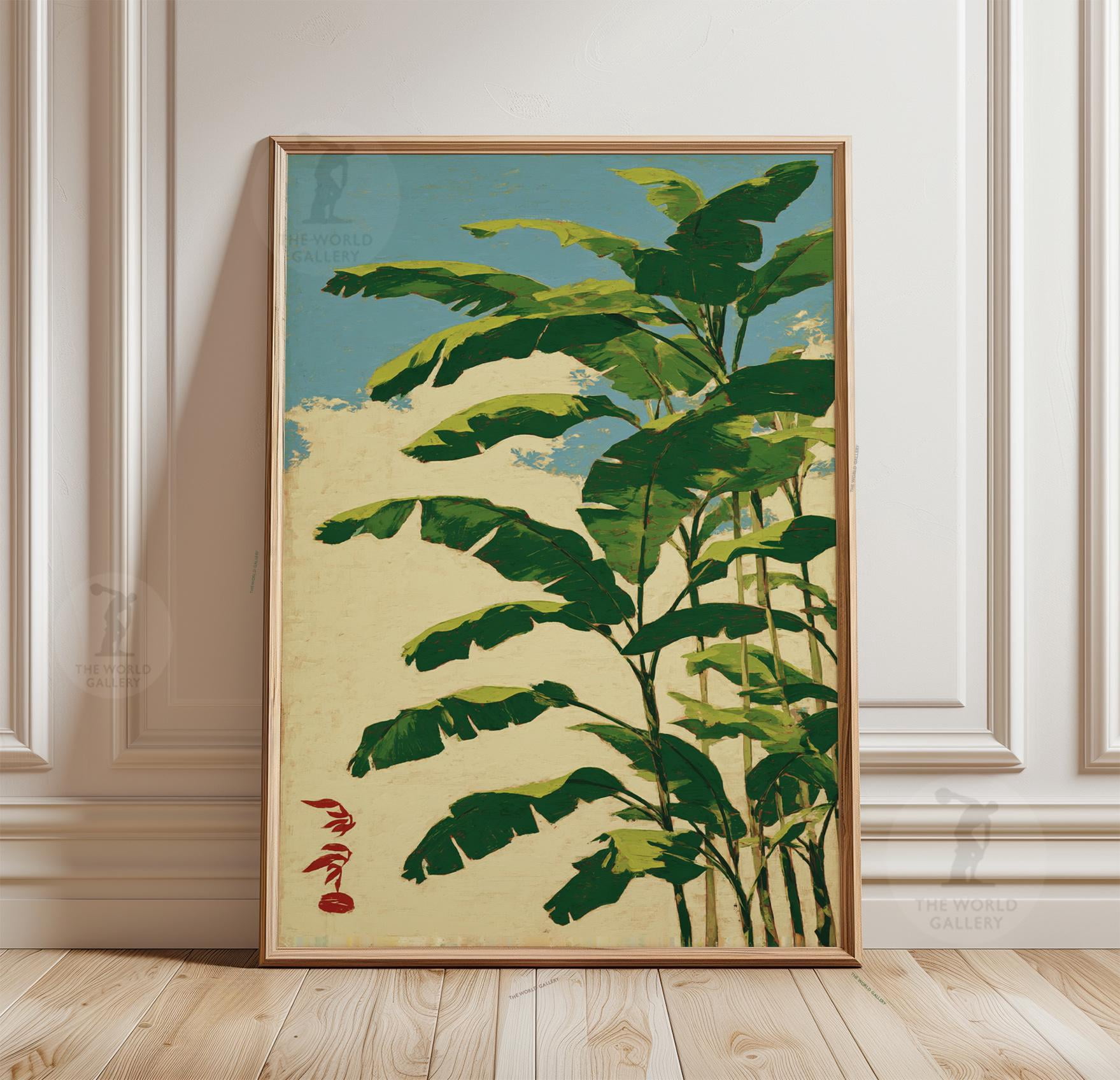 Affixzi Tropical Banana Leaf Art Print | Vintage Jungle Botanical Wall ...