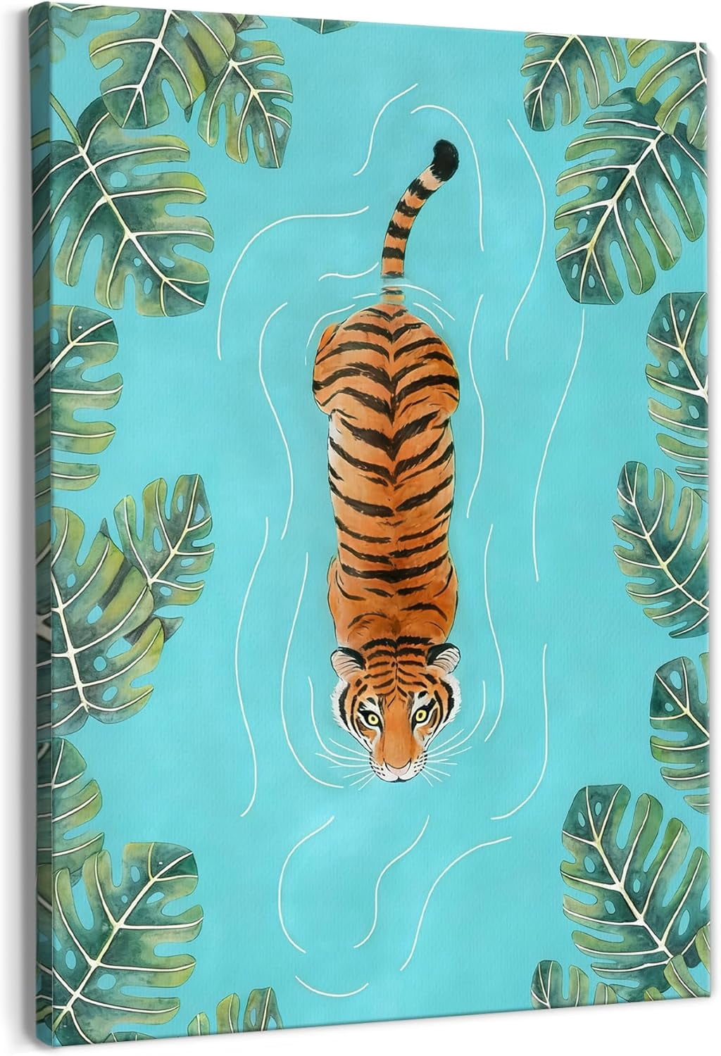 Affixzi Tropical Jungle Animal Tiger Wall Art Decor, Swimming Tiger ...