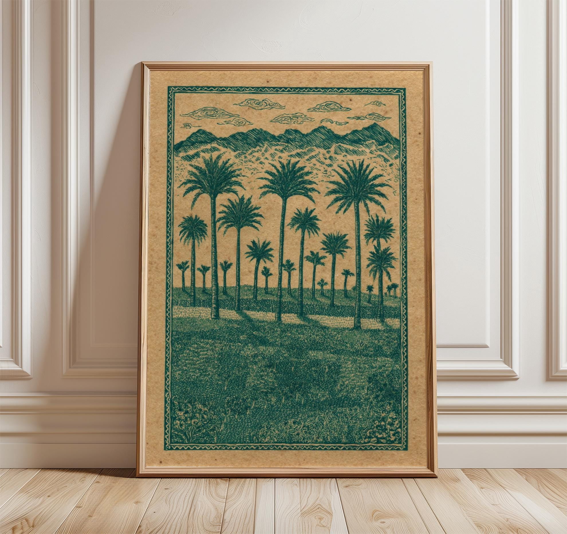 Affixzi Tropical Vintage Palm Tree Landscape Art for Living Room or ...