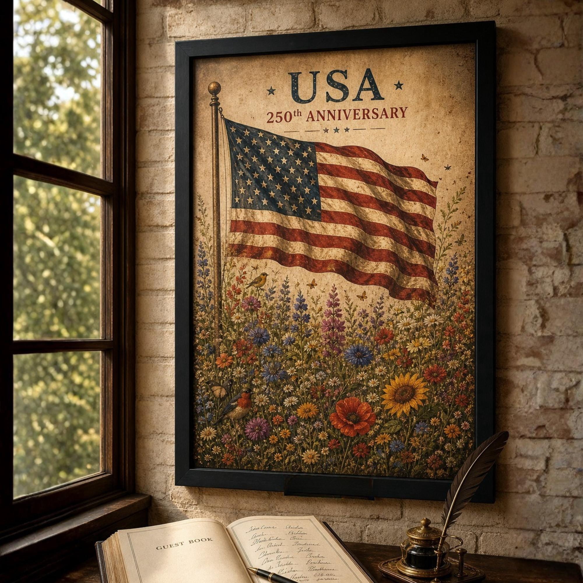 Affixzi USA Independence 250th Anniversary Wall Art, 4th of July Print ...
