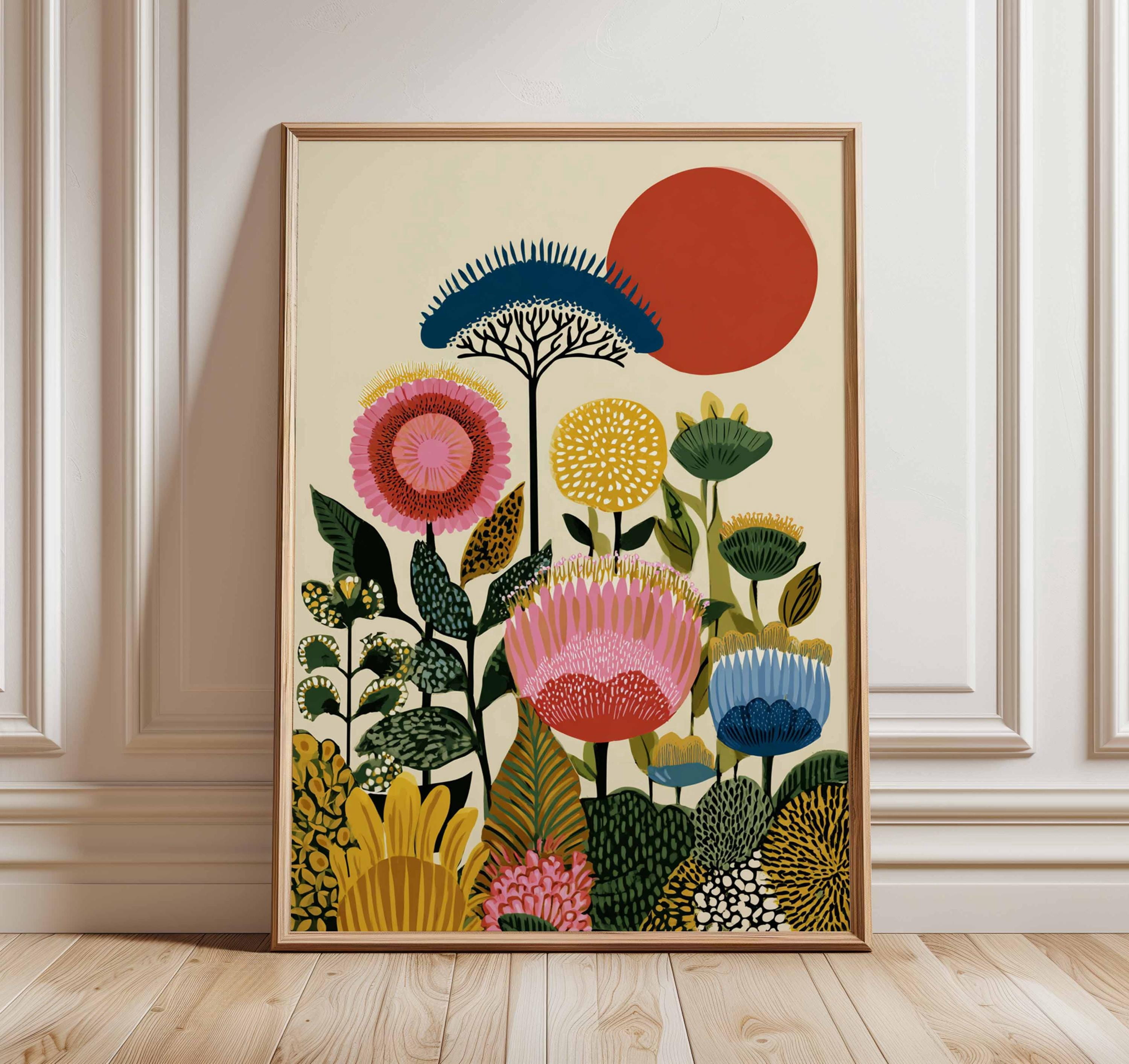 Affixzi Vibrant Floral Wall Art Print for Modern Living Room or Bedroom ...