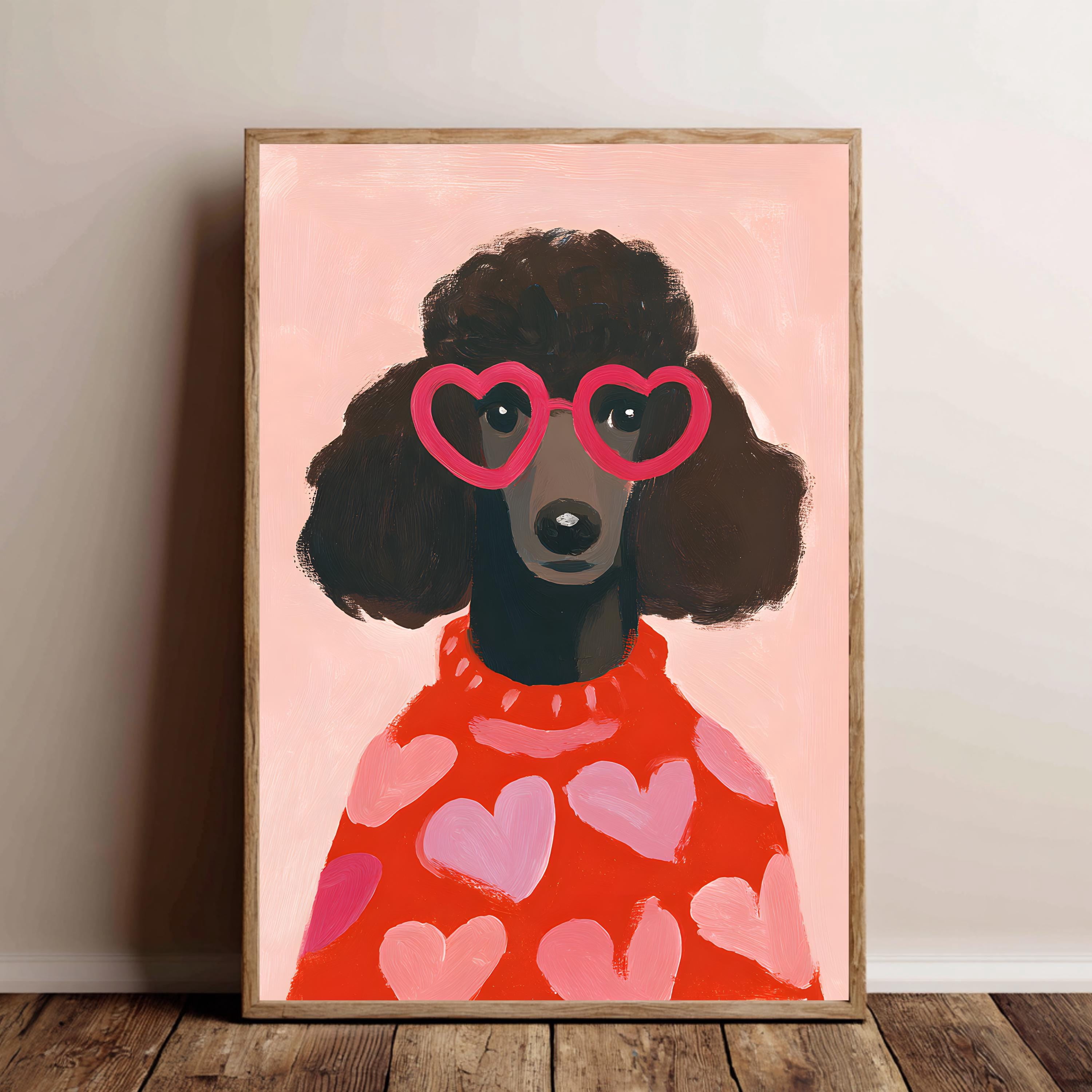 Affixzi Vibrant Maximalist Dog Art Print with Heart Glasses for Stylish ...