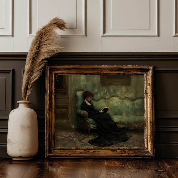 Affixzi Victorian Woman Reading Wall Art Print, Dark Academia Decor ...