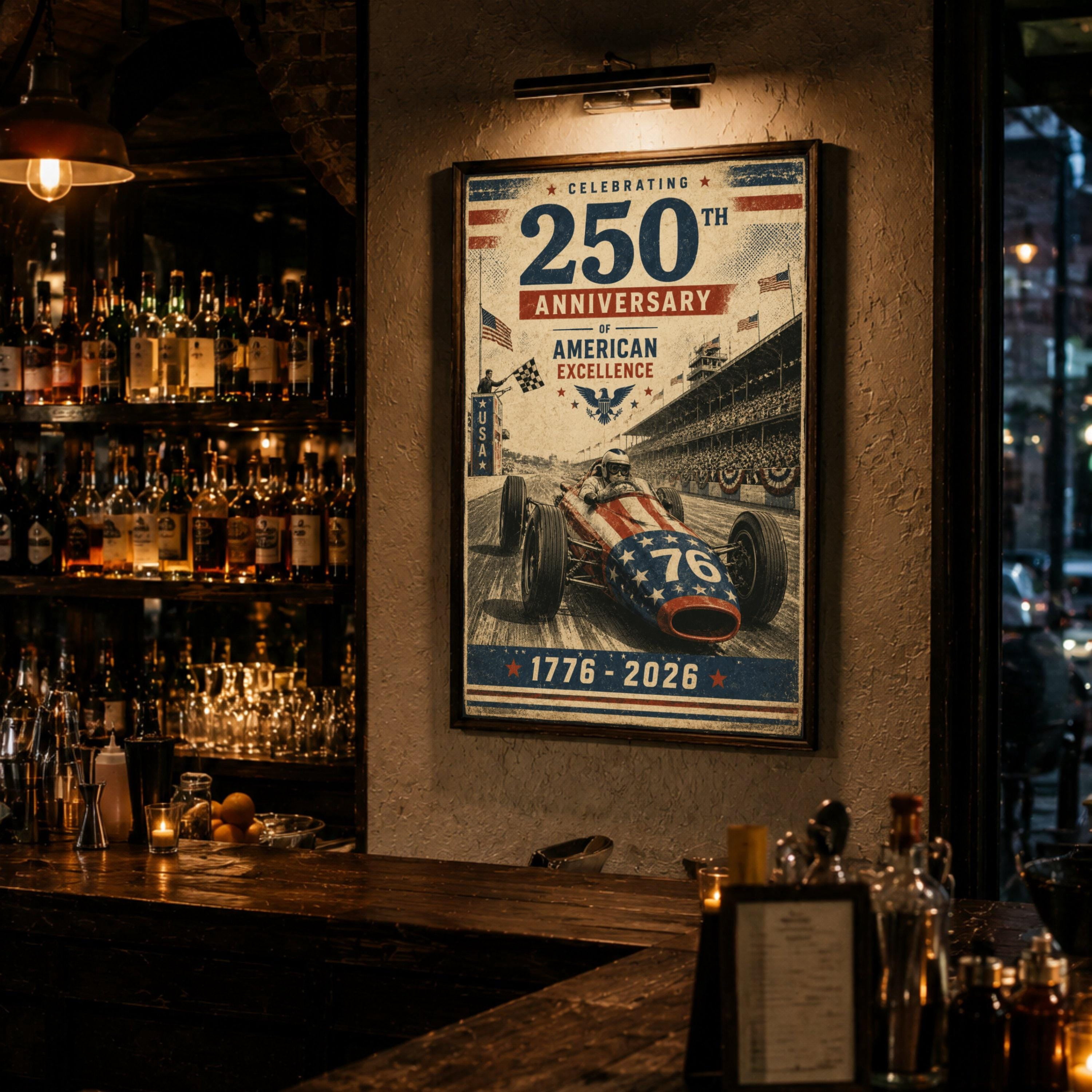 Affixzi Vintage 250th Anniversary Racing Poster Canvas, American ...