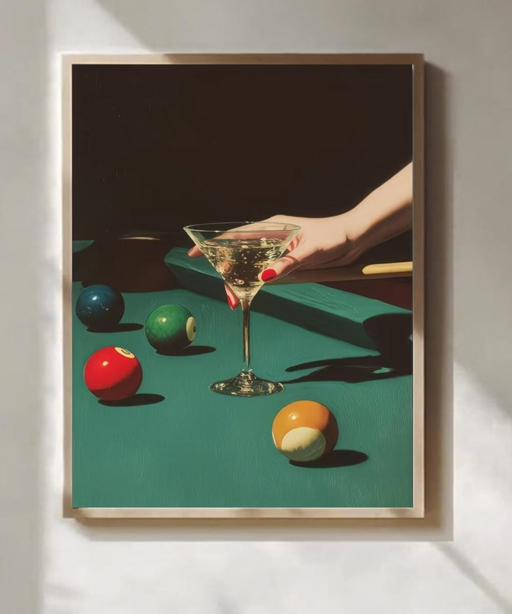 Affixzi Vintage 8 Ball Poster, Billiards Cocktail Wall Art, Retro Bar ...