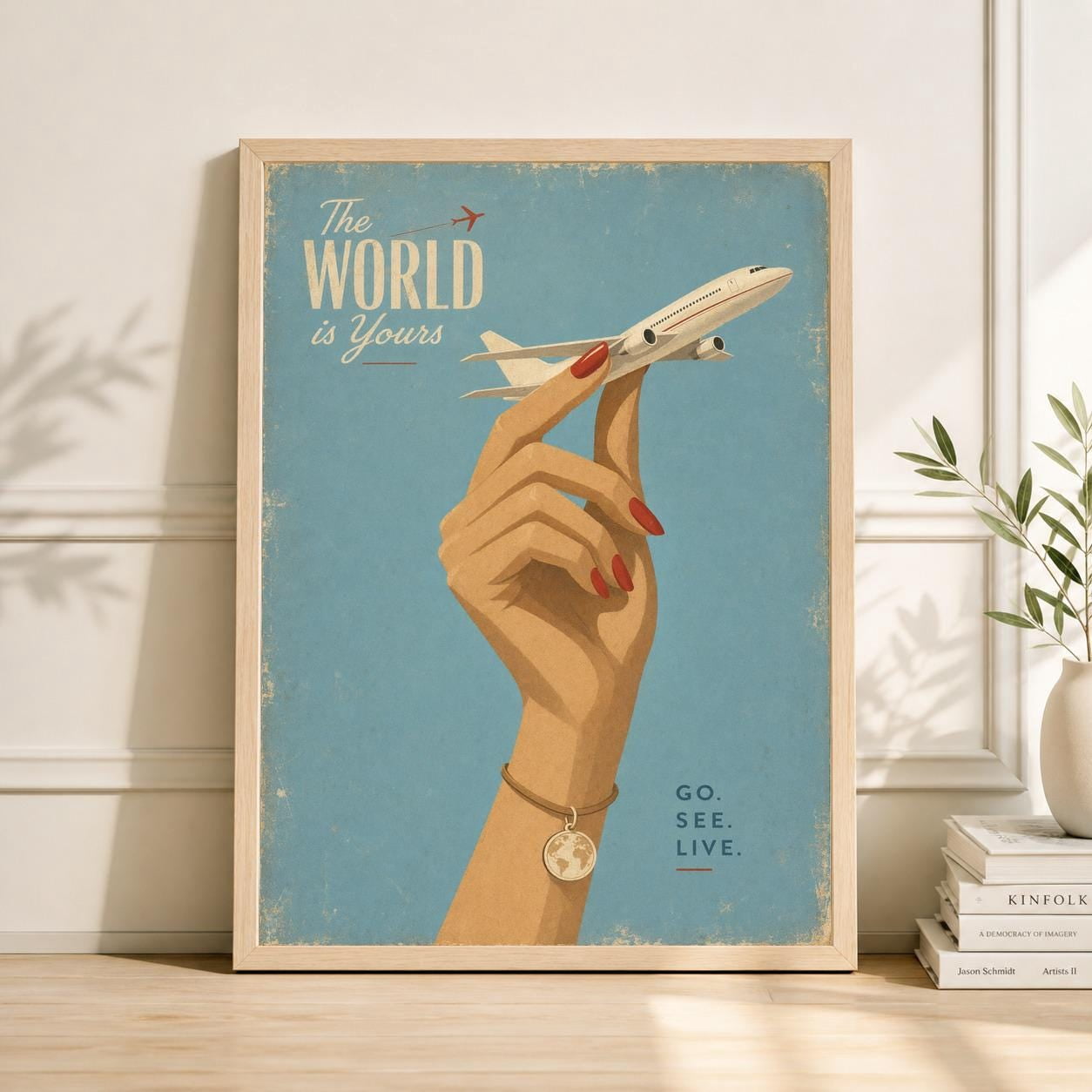 Affixzi Vintage Airplane Poster, Mid Century Aircraft Print, Pilot Gift ...