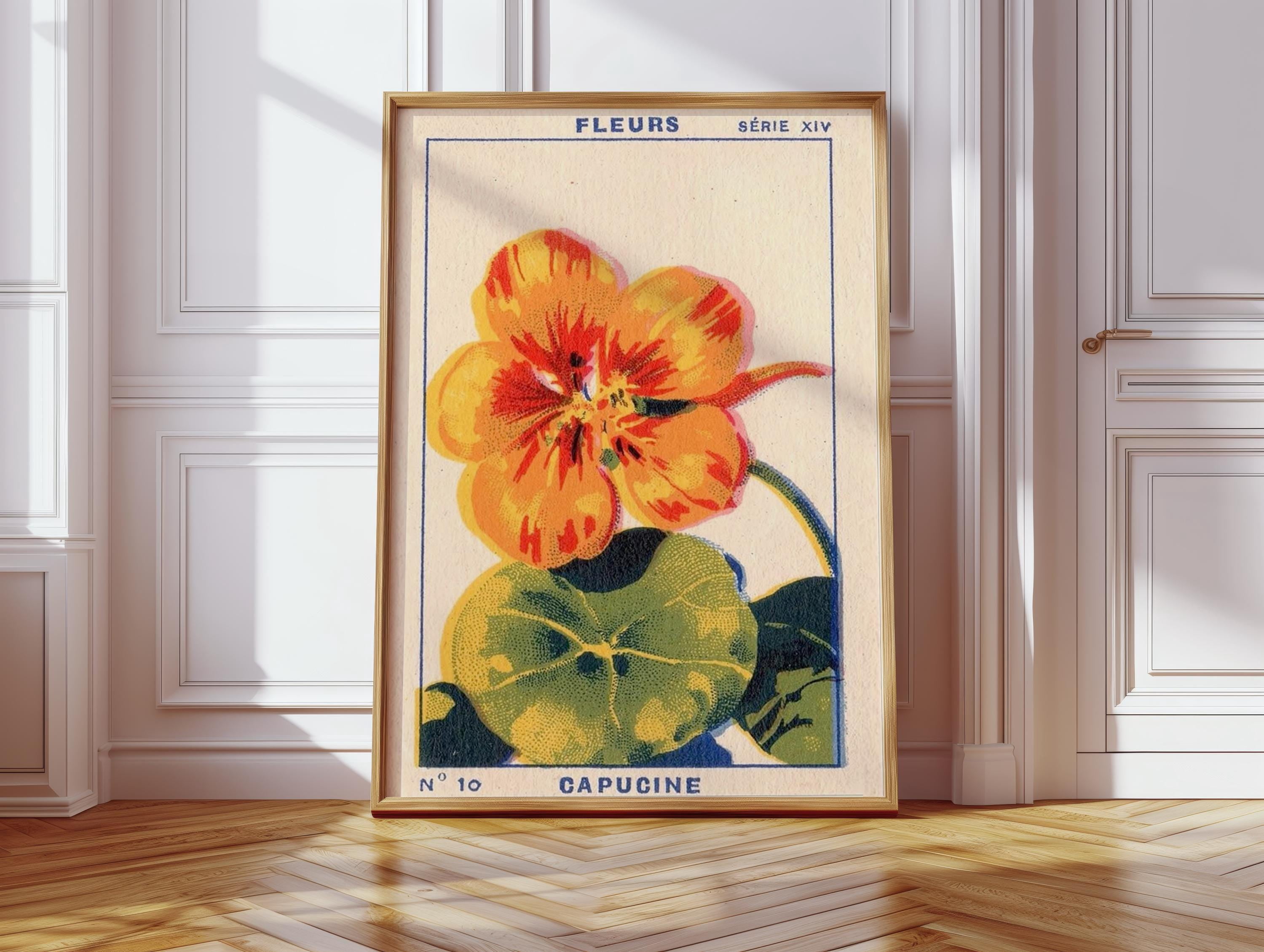 Affixzi Vintage Capucine Flower Art - Elegant French Botanical Wall ...