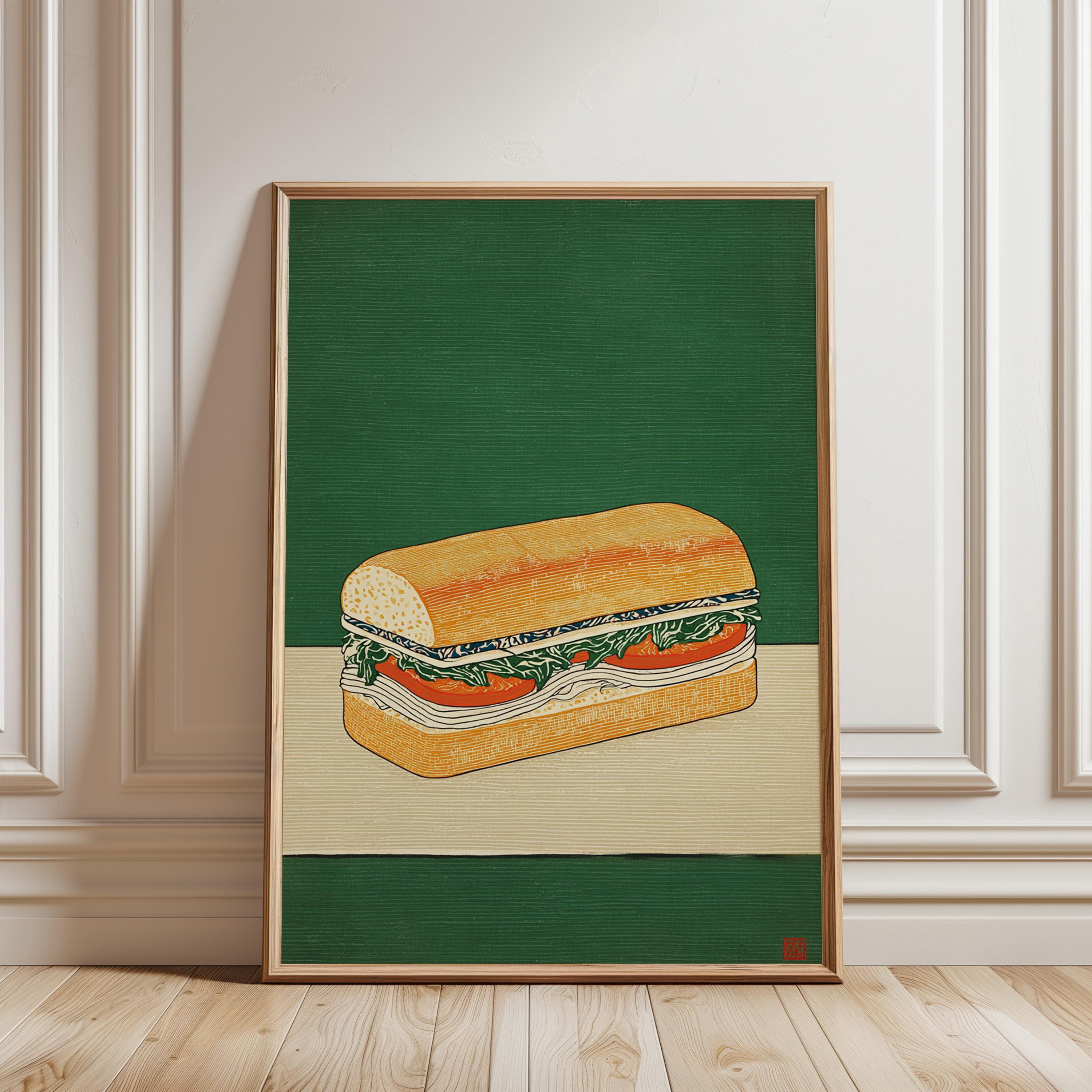 Affixzi Vintage Choripán Sandwich Illustration Art Print for Food ...