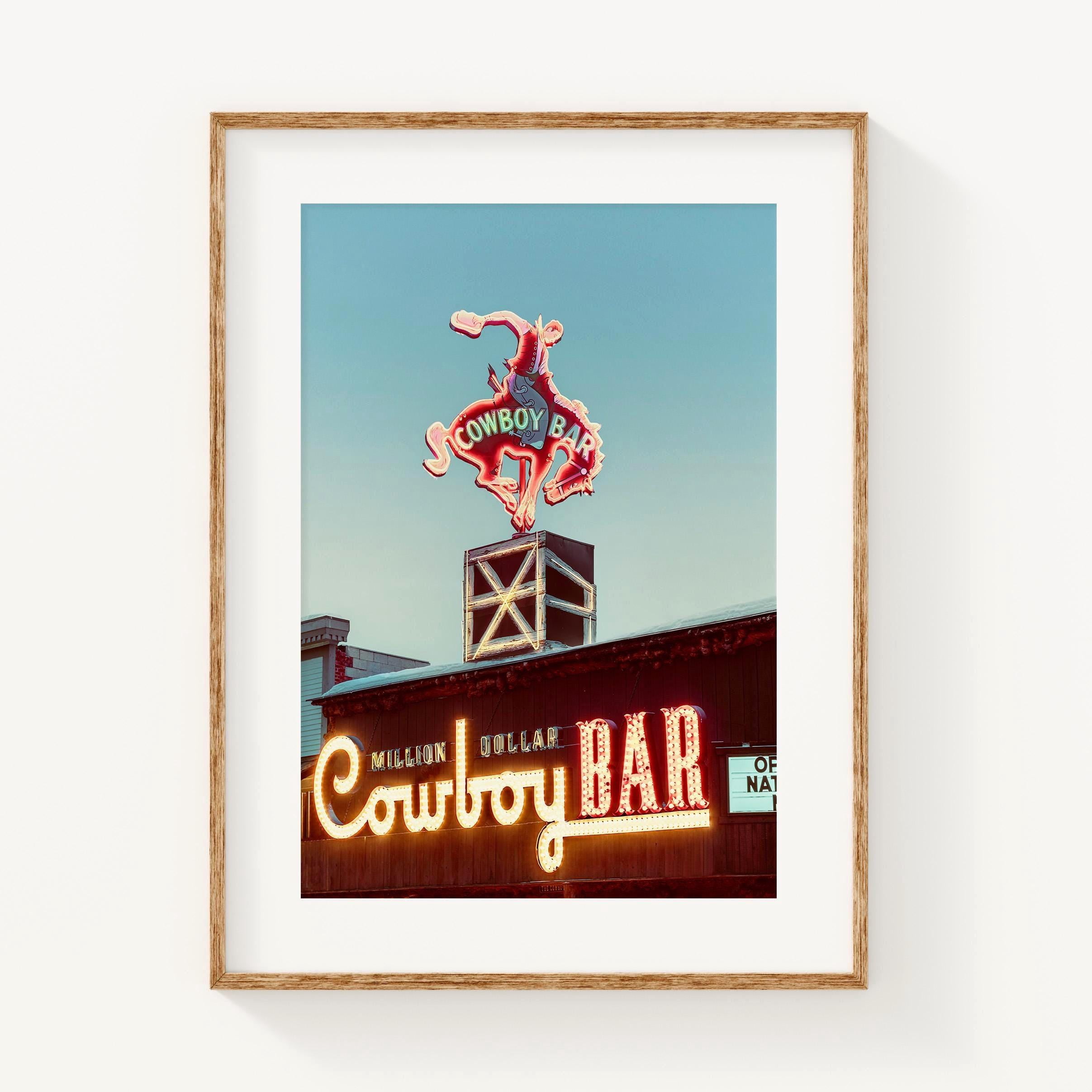 Affixzi Vintage Cowboy Bar Artwork: Western Decor for Jackson Hole ...