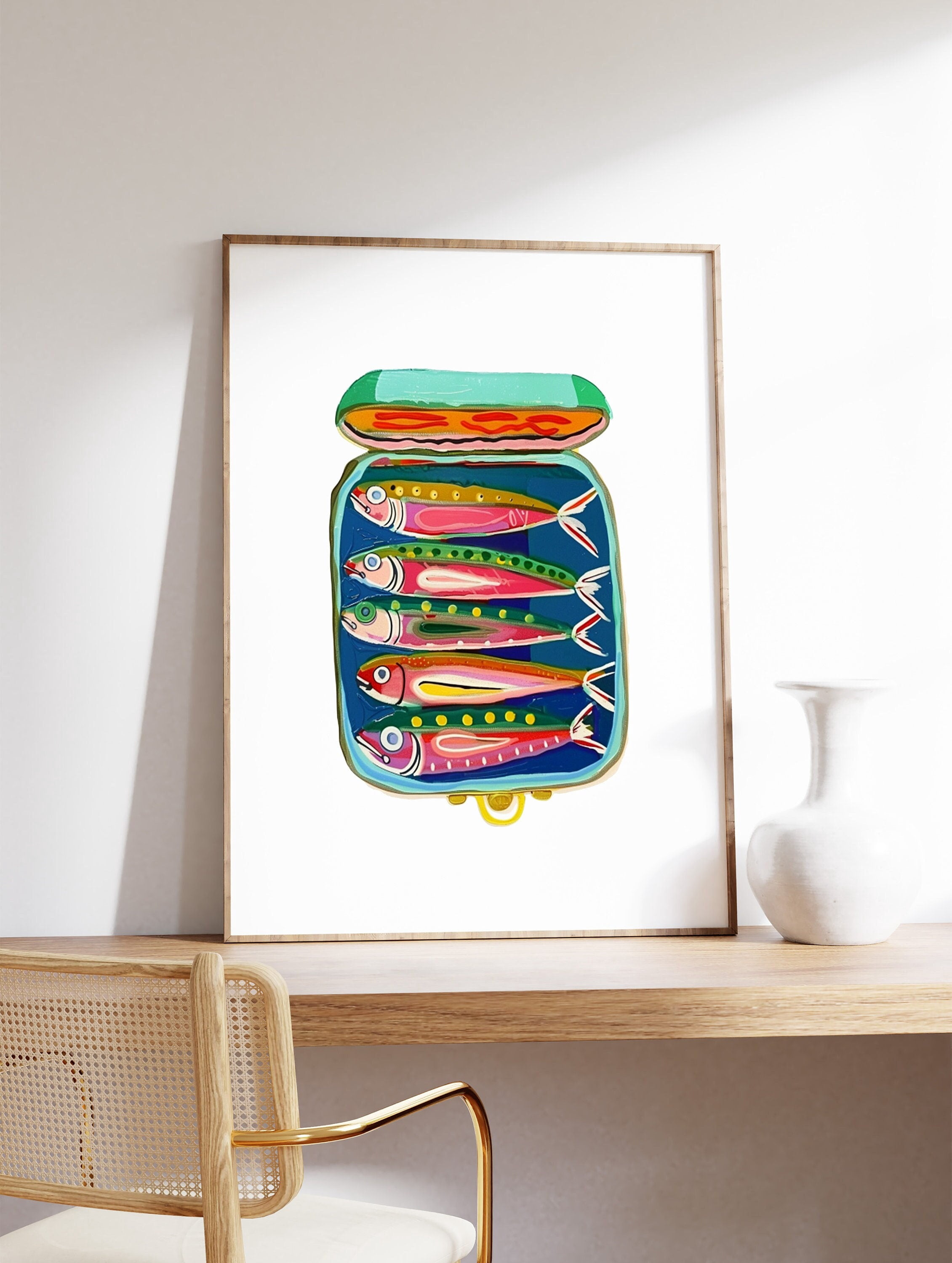 Affixzi Vintage Fish Art Print for Kitchen and Restaurant Decor ...