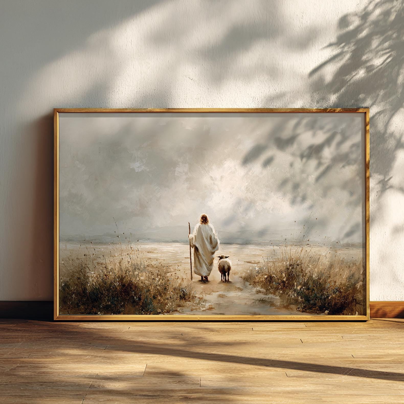 Affixzi Vintage Jesus and the Lost Sheep Art Print, Religious Wall ...