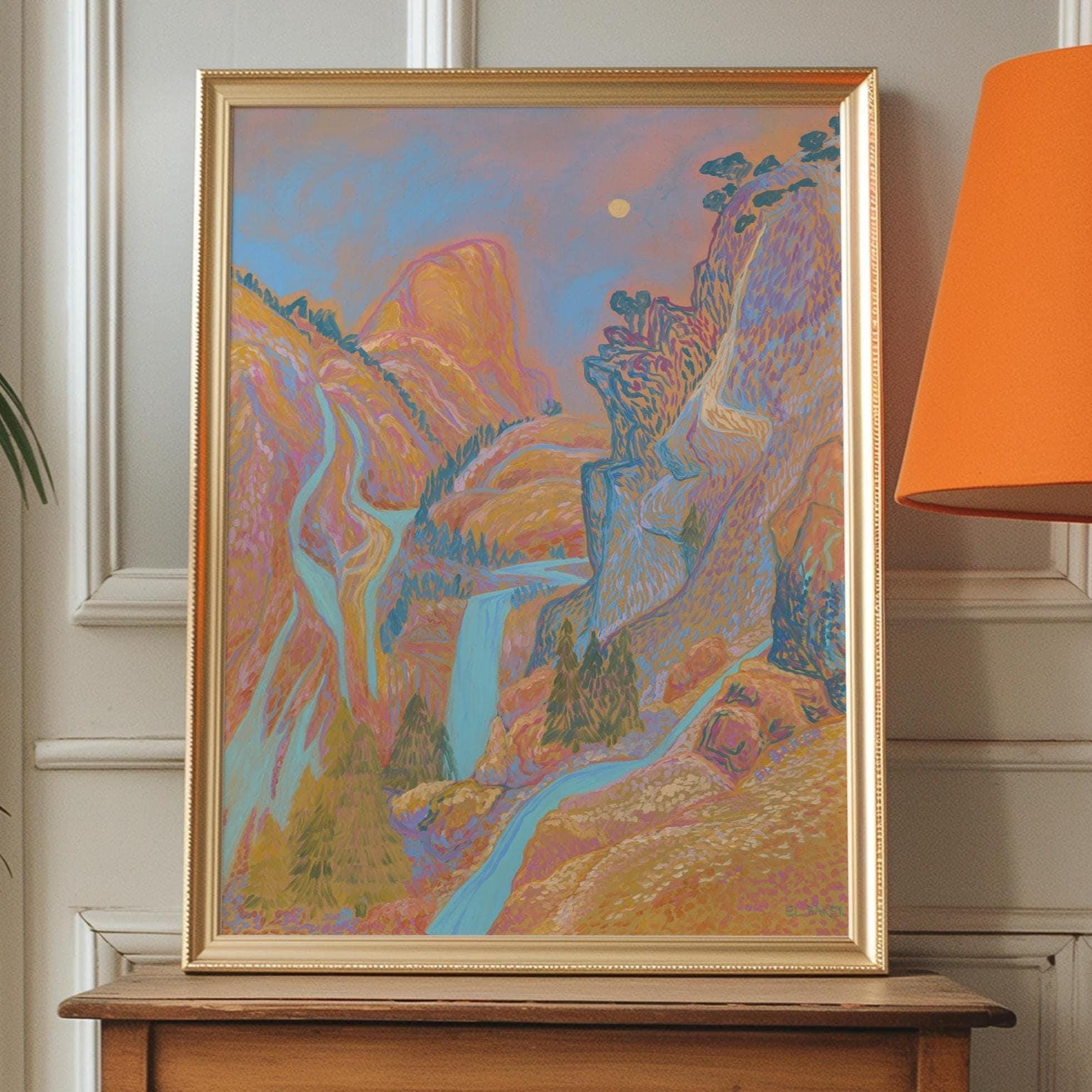 Affixzi Vintage Mid-Century Modern Yosemite Travel Poster, Retro Wall ...