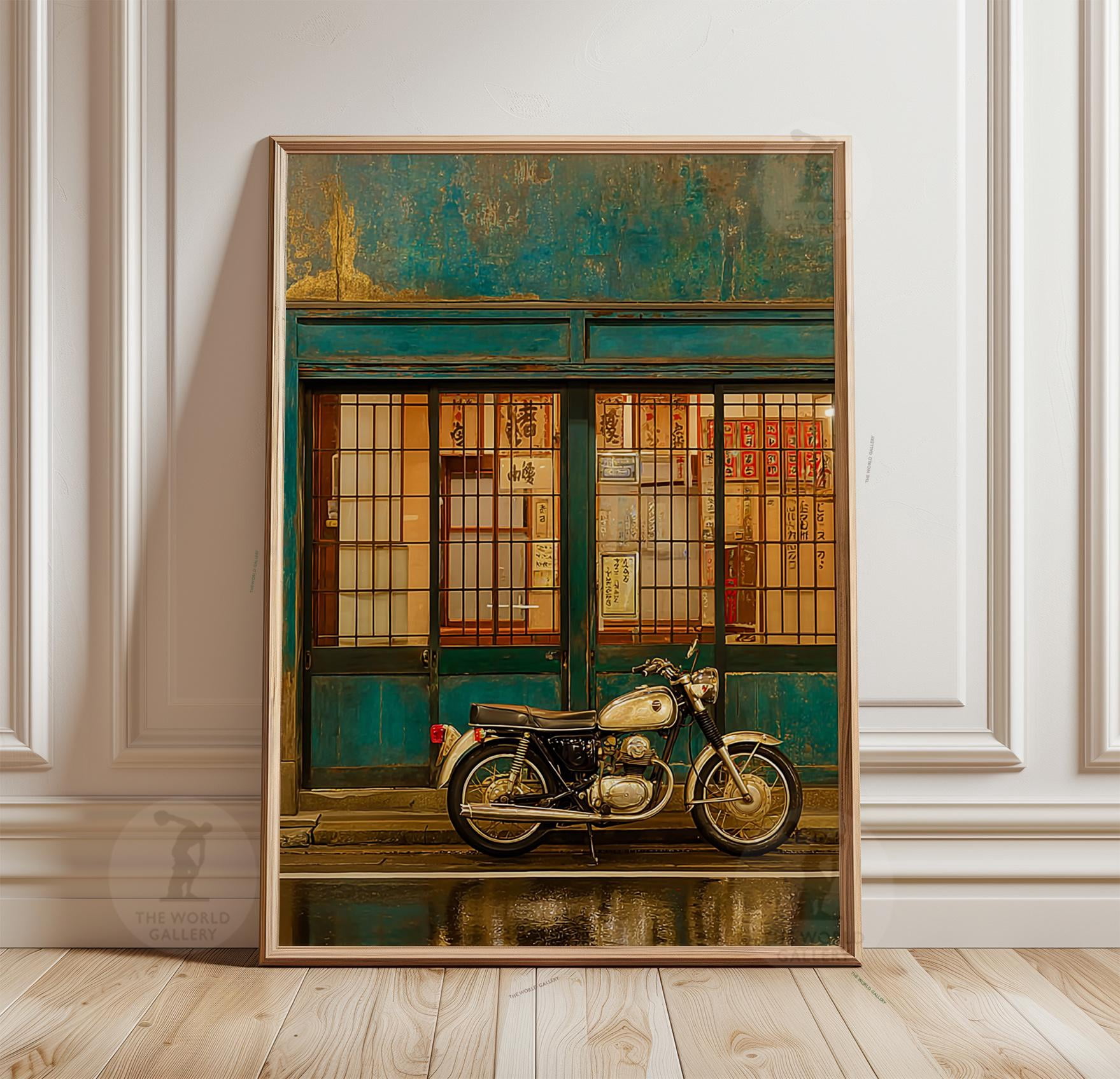 Affixzi Vintage Motorcycle Print | Japanese Street Shop Night Scene ...
