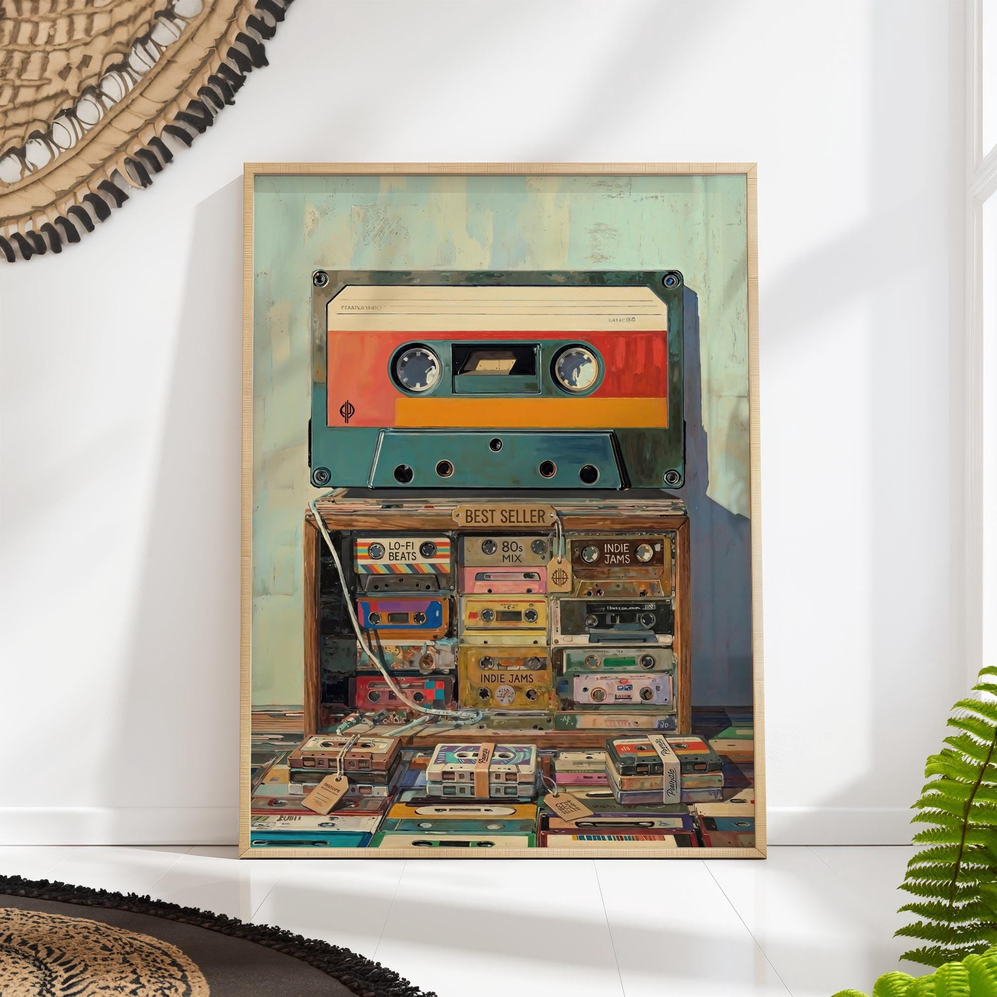 Affixzi Vintage Retro Music Cassette Tape Art Print - Nostalgic 80s ...
