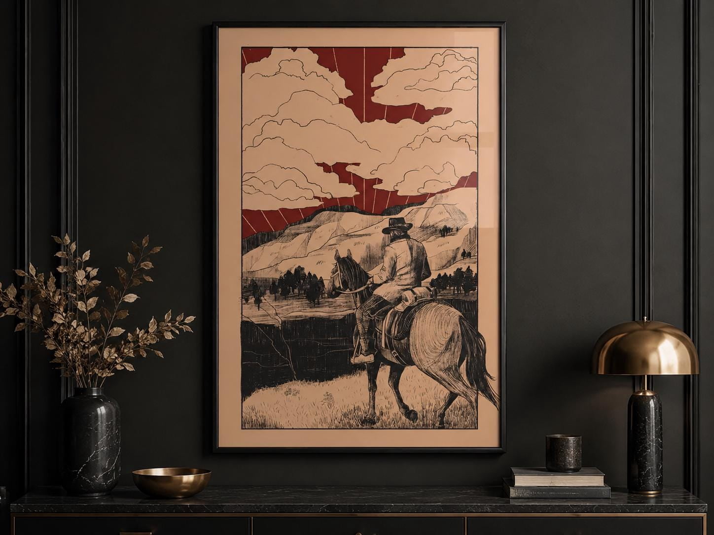 Affixzi Vintage Western Rider Poster – Cowboy Horse Wall Art, Rustic ...