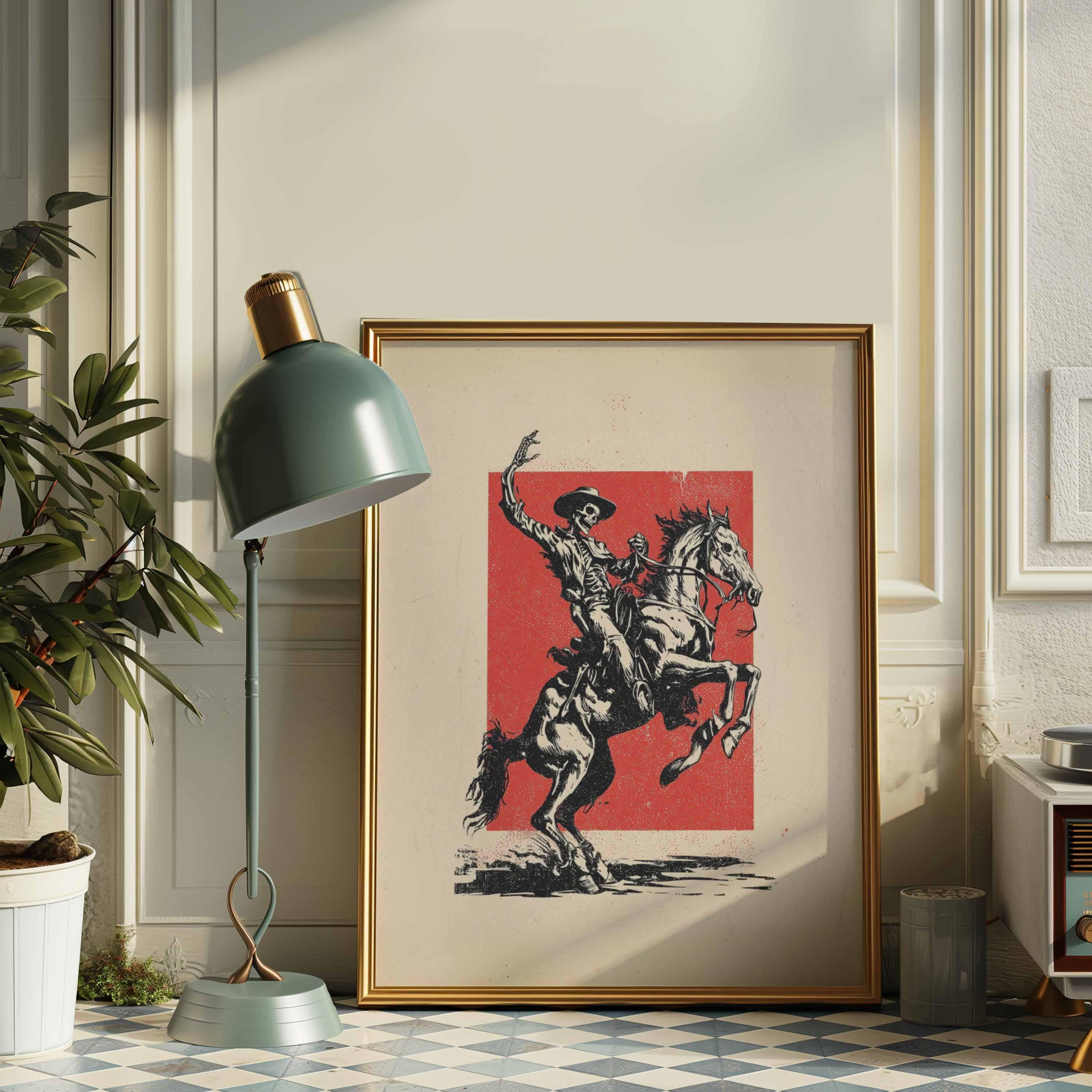 Affixzi Vintage Western Skeleton Cowboy Rider Wall Art Print | Gothic ...