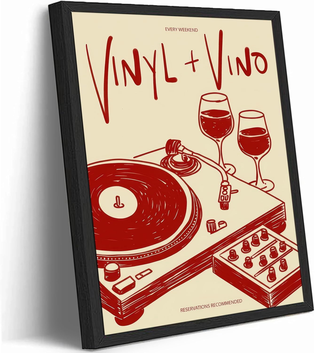 Affixzi Vintage Wine Record Wall Art, Trendy 80s Abstract Wall Decor ...