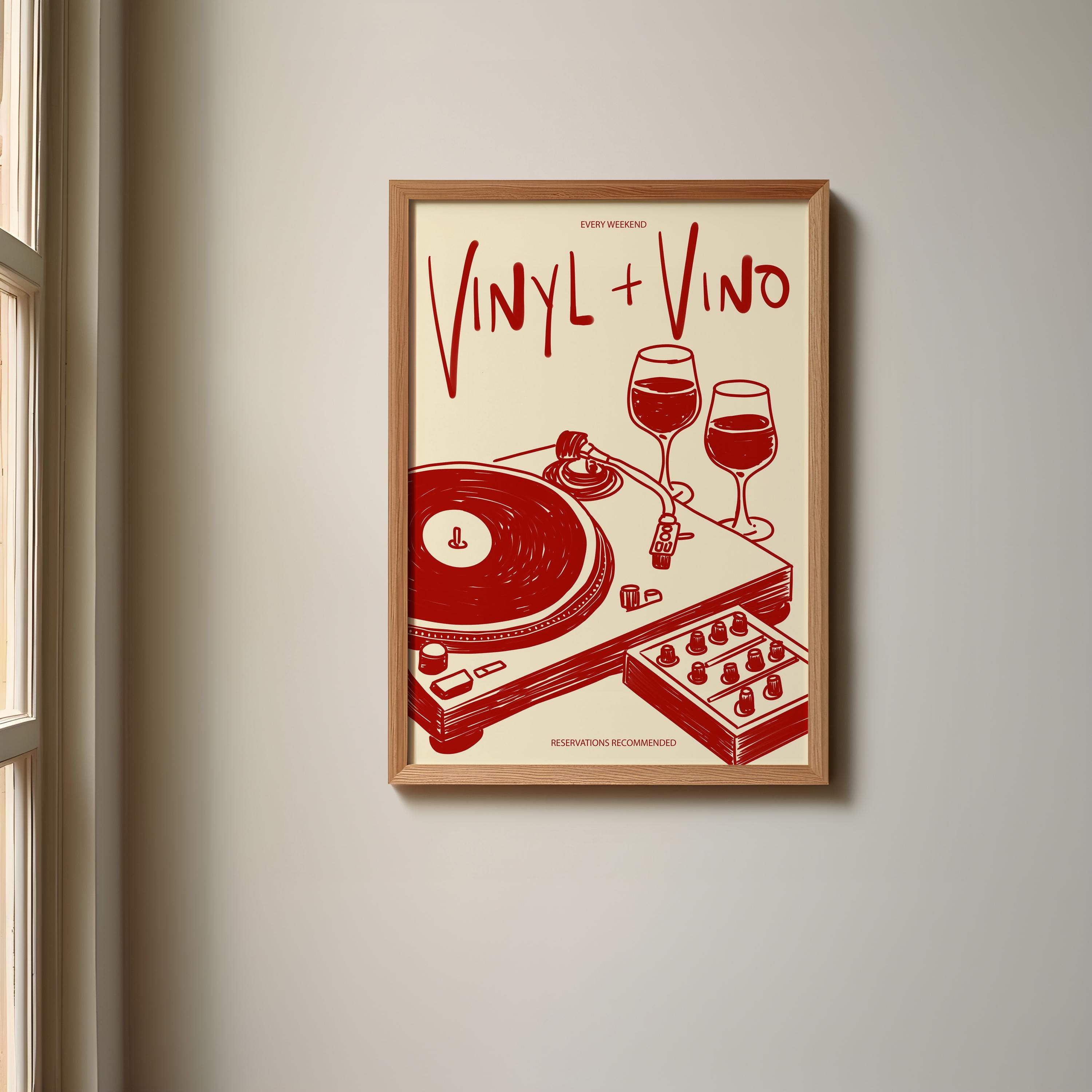 Affixzi Vinyl & Vino Print | Music Poster | Home Decor | Wine ...