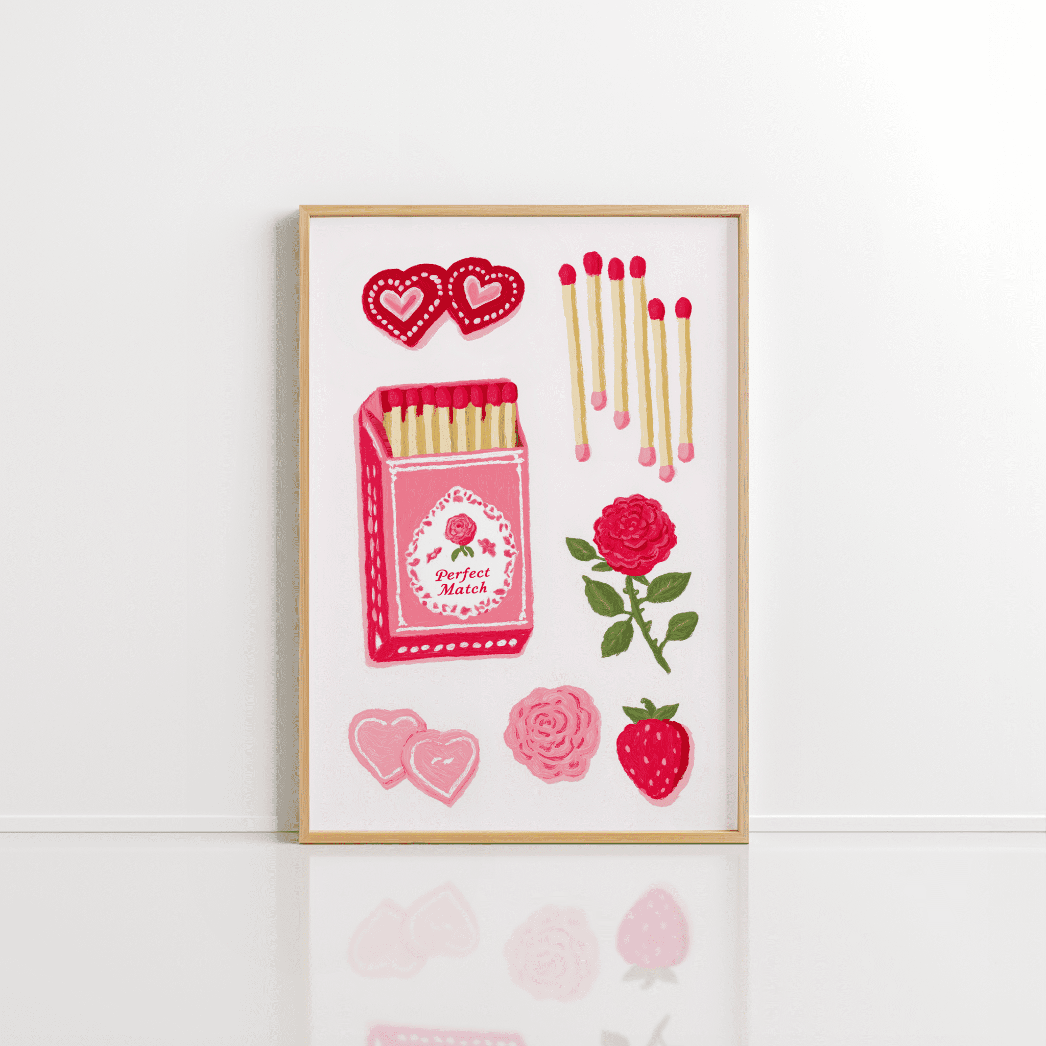 Affixzi Pink Matchbox Wall Art, Valentine, Unframed Paper Poster ...