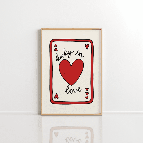 Affixzi Wall Art, Playing Card Print, Lucky in Love Design, Vintage ...