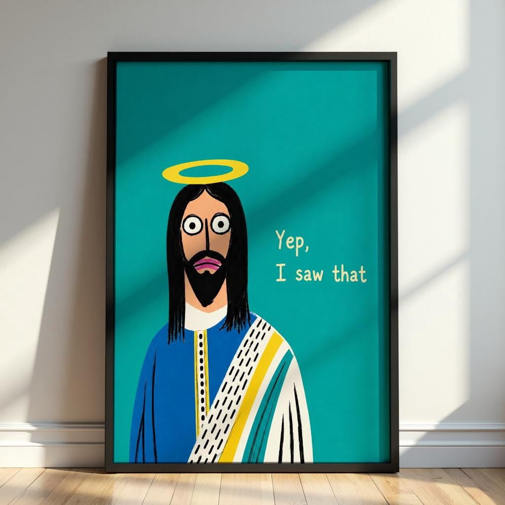 Affixzi Wall Art Print, Funny Humorous Christian Decor, Religious Meme ...
