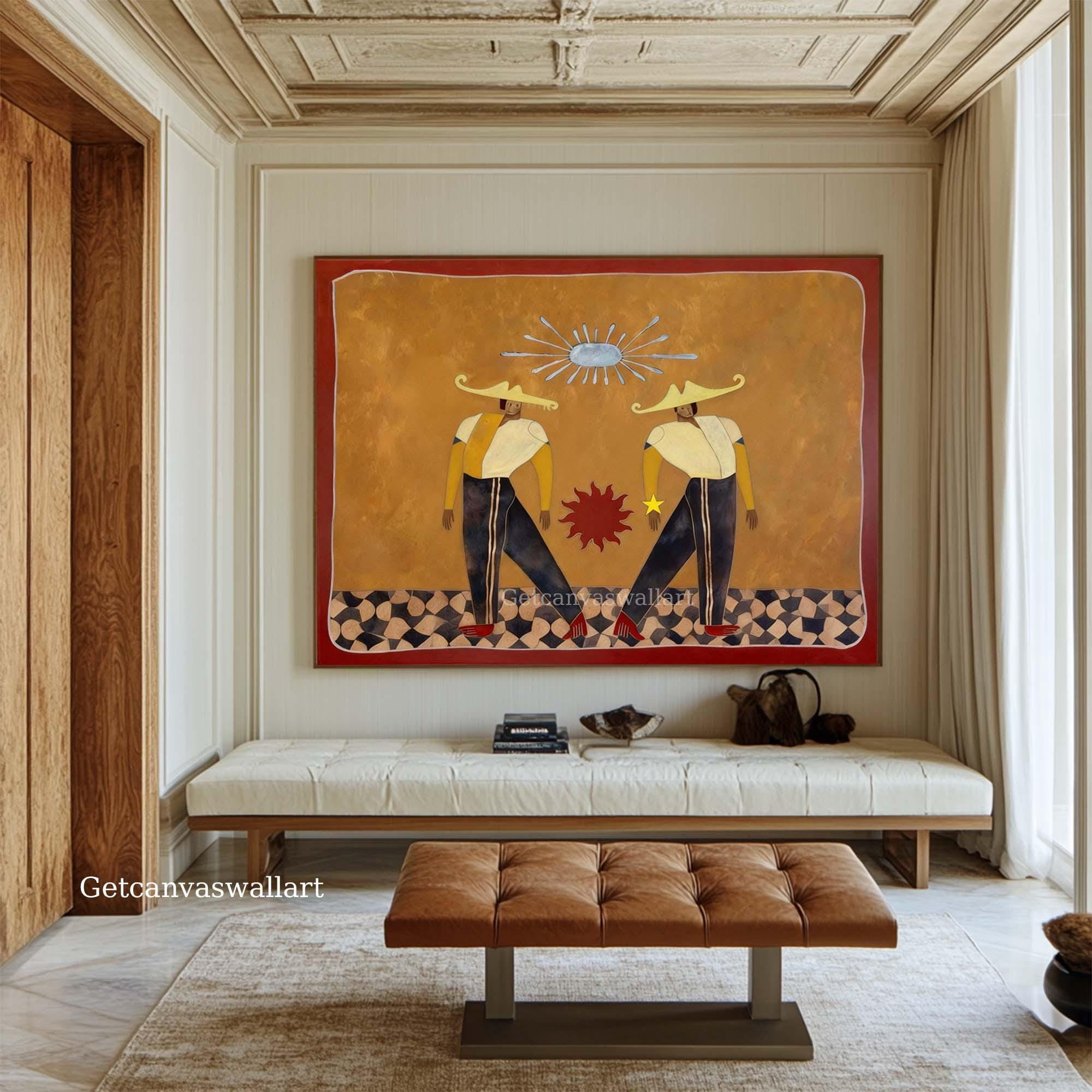Affixzi Western Wall Decor Art, Surrealist Folk Cowboy Vintage Style ...