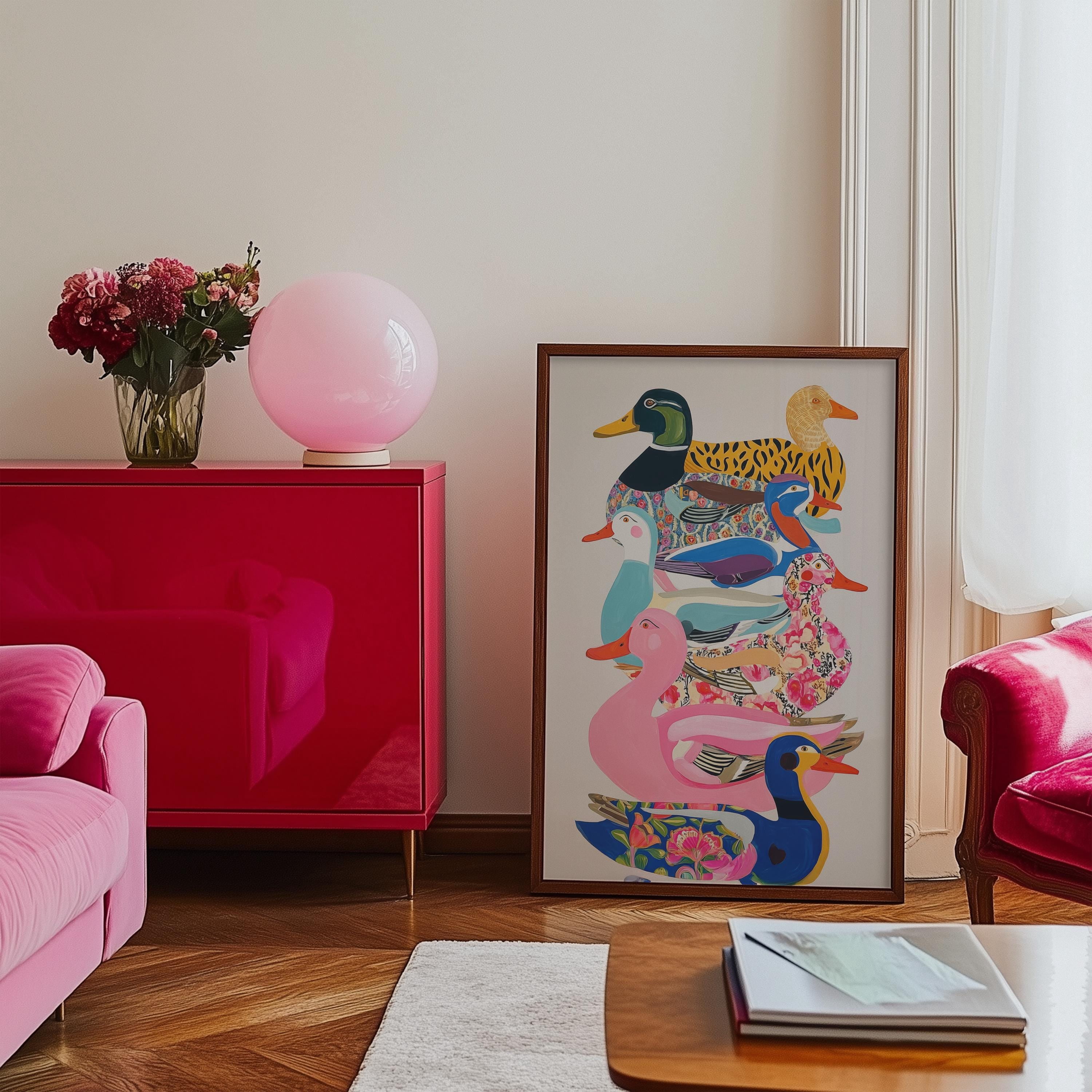 Affixzi Whimsical Colorful Duck Stack Wall Art for Fun Home Decor ...