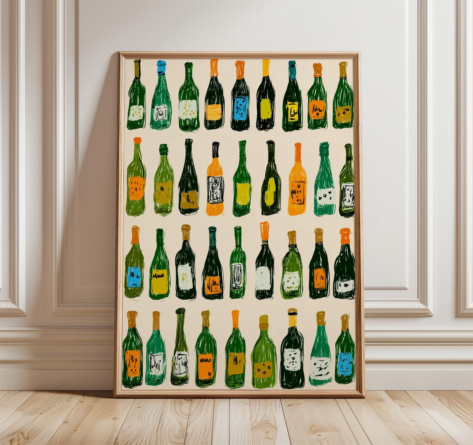 Affixzi Wine Bottle Wall Art, Colorful Modern Kitchen Decor, Decorative ...