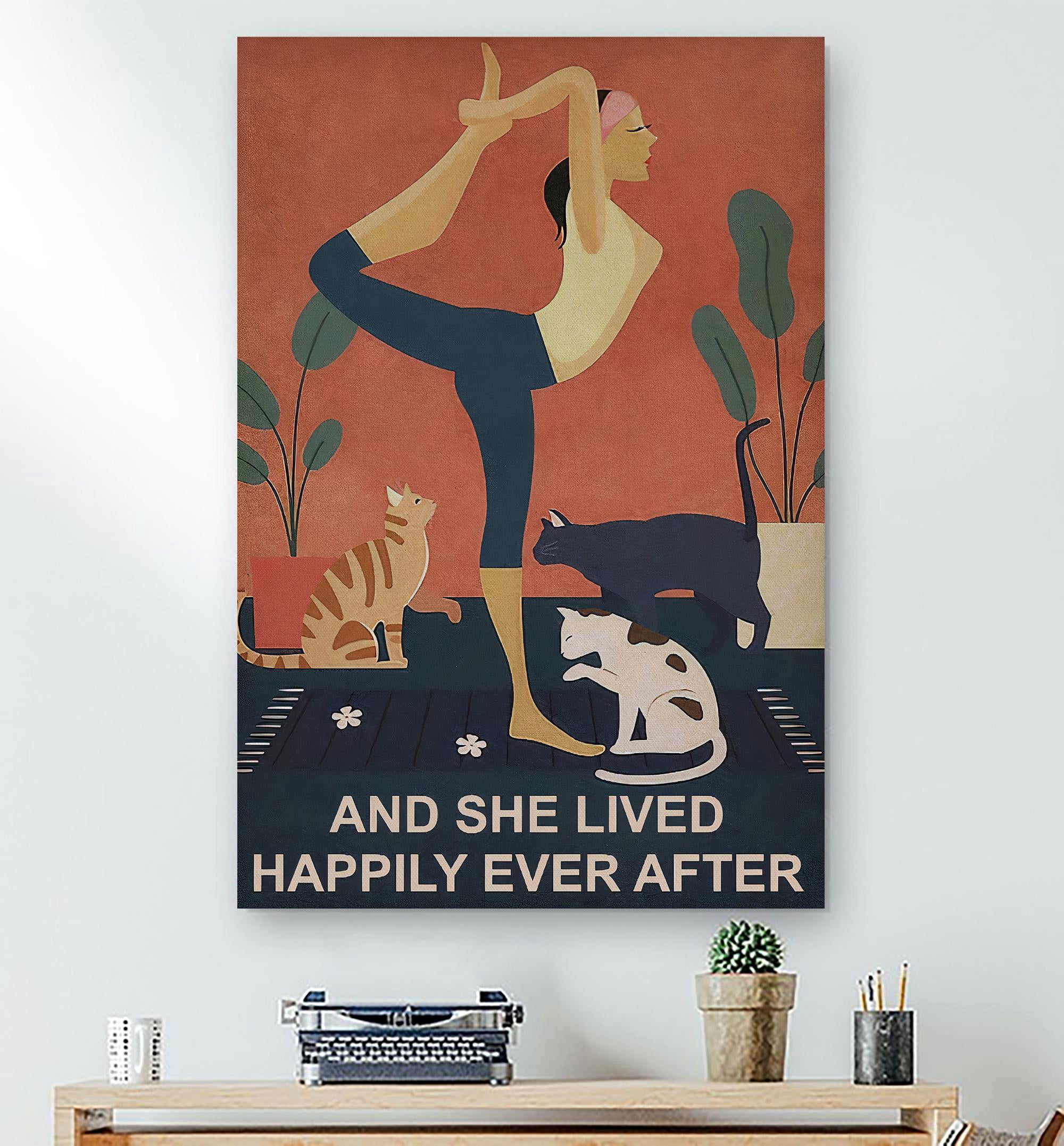 Affixzi Yoga Cat Wall Art, Inspirational Quote Poster, Zen Cat Lover ...