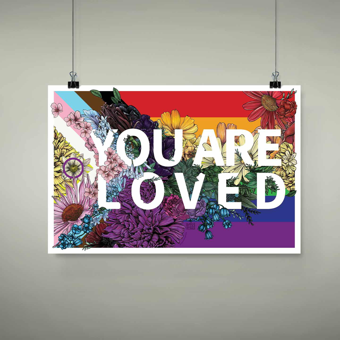 Affixzi You Are Loved Floral Poster, Progress Flag Art Print, Unframed ...