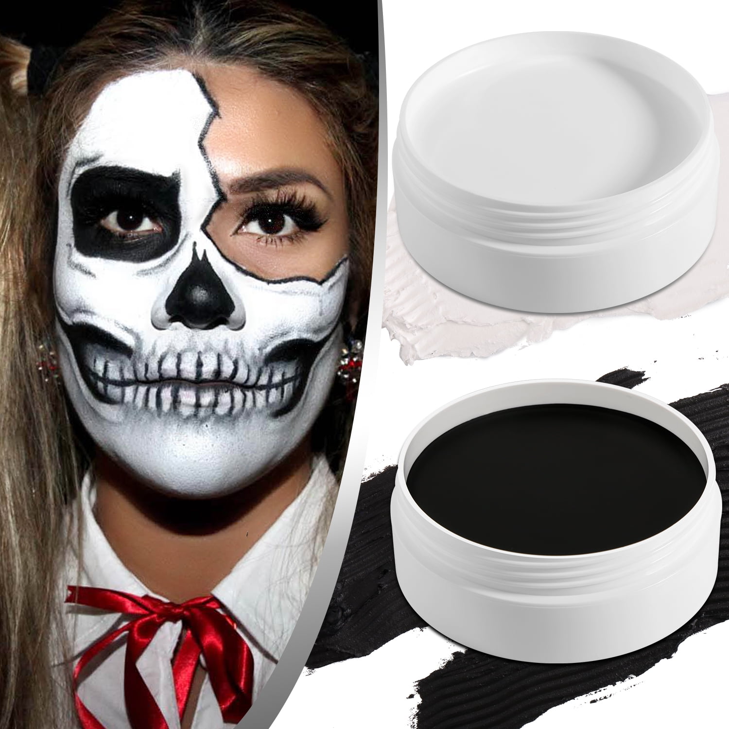 Afflano Black and White Face Body Paint Set of 2 for Party Cosplay ...