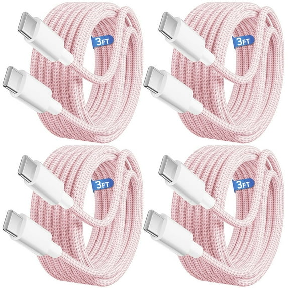 Afflux (4 Pack) 60W USB-C Fast Charger Cable Data Sync Charging Woven Braided Type C Cord ...