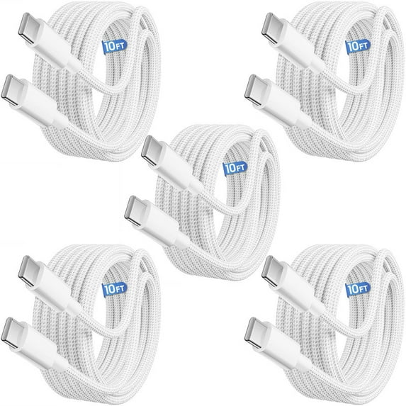 Afflux (5 Pack) 60W USB-C Fast Charger Cable Data Sync Charging Woven ...