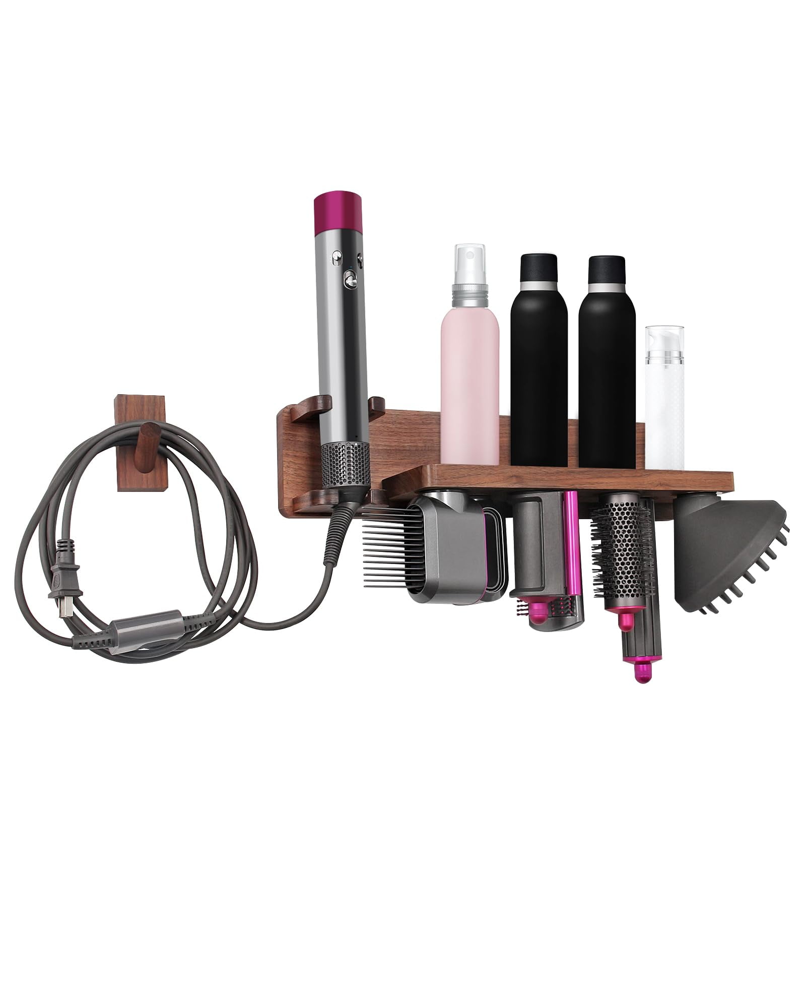 Affogato Walnut Storage Holder Compatible with Dyson Airwrap Wall Mount ...