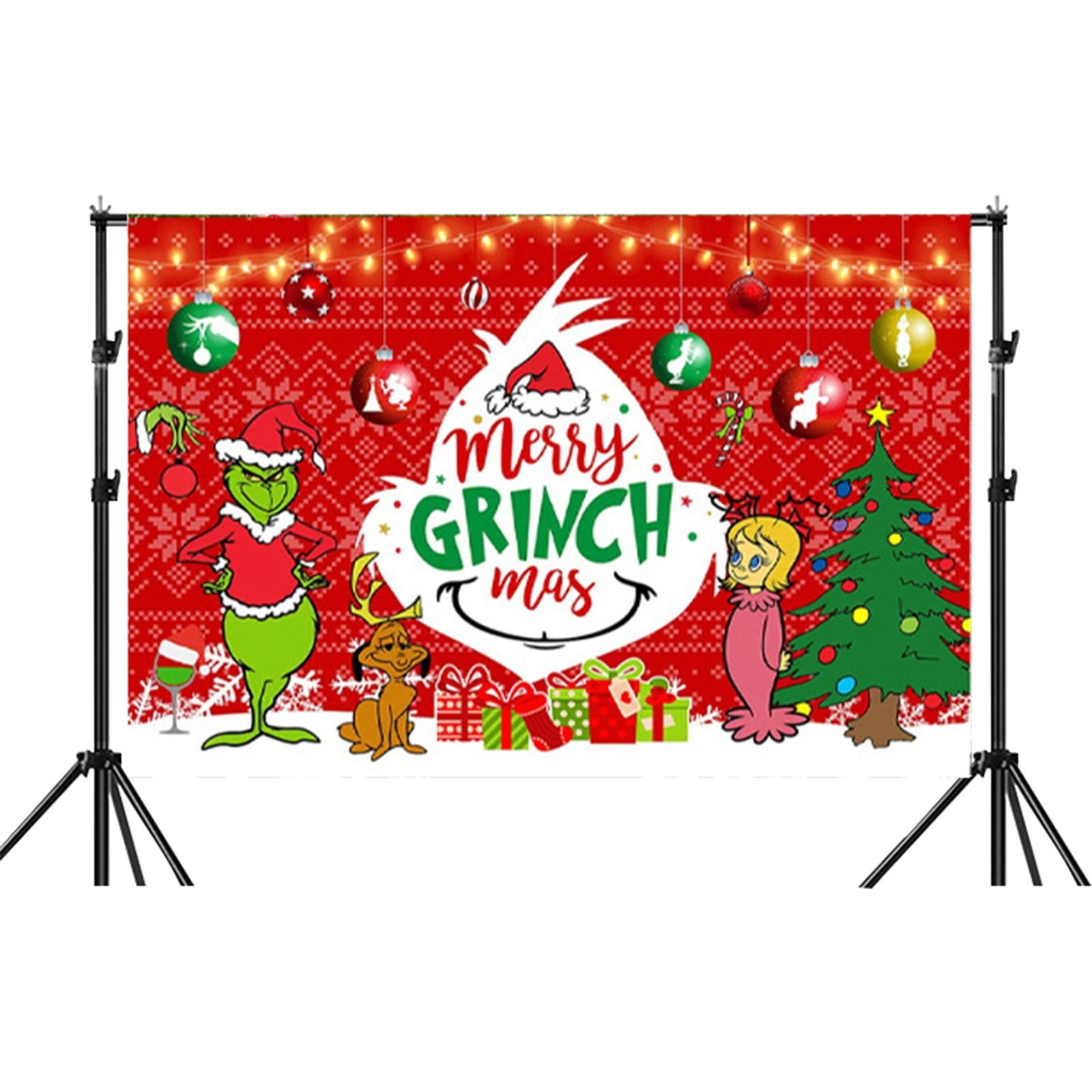 Lunuaoe Grinch Christmas Decorations Grinch Birthday Background Fabric ...