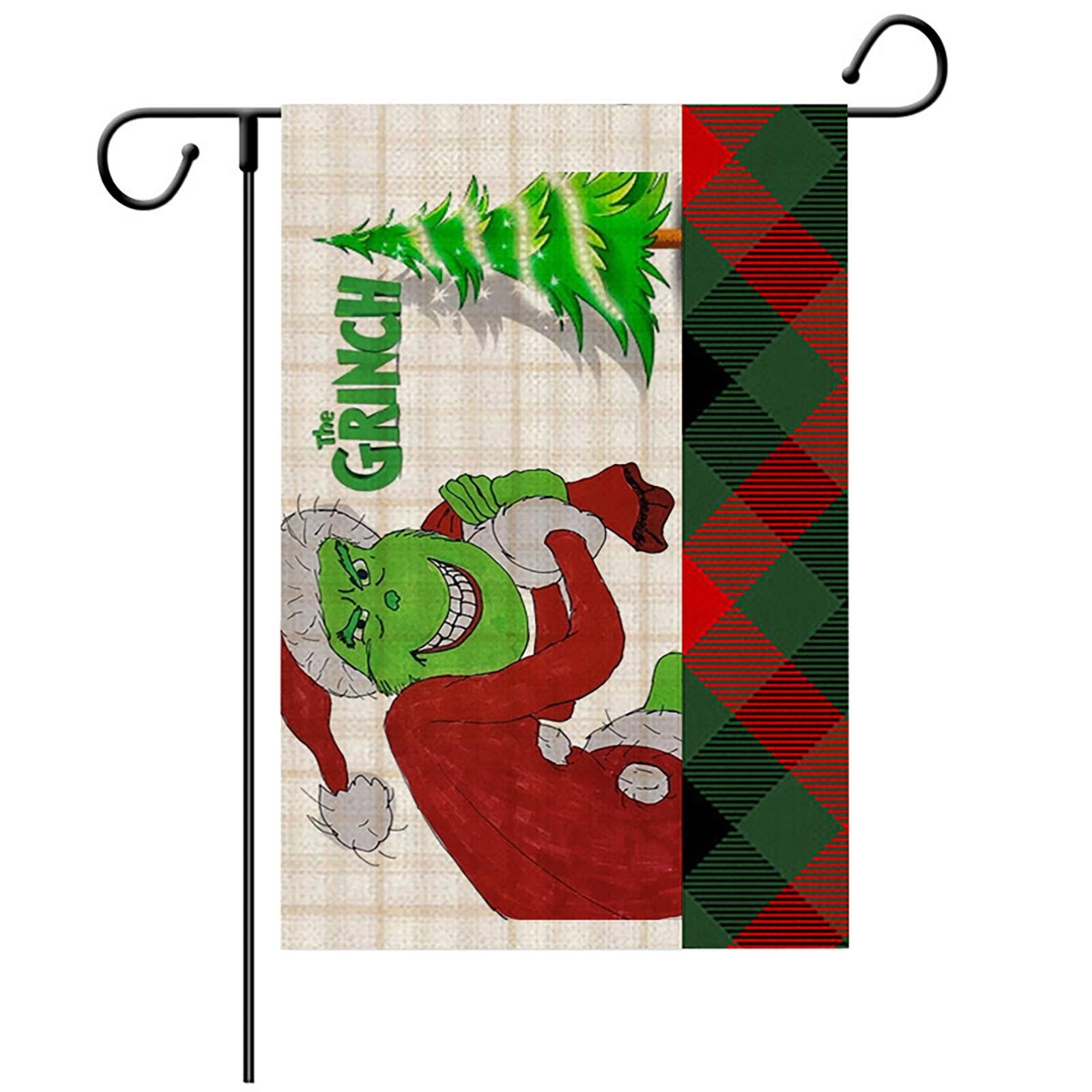 Grinch Christmas Tree Decorations, Christmas Welcome Garden Flag Floral ...