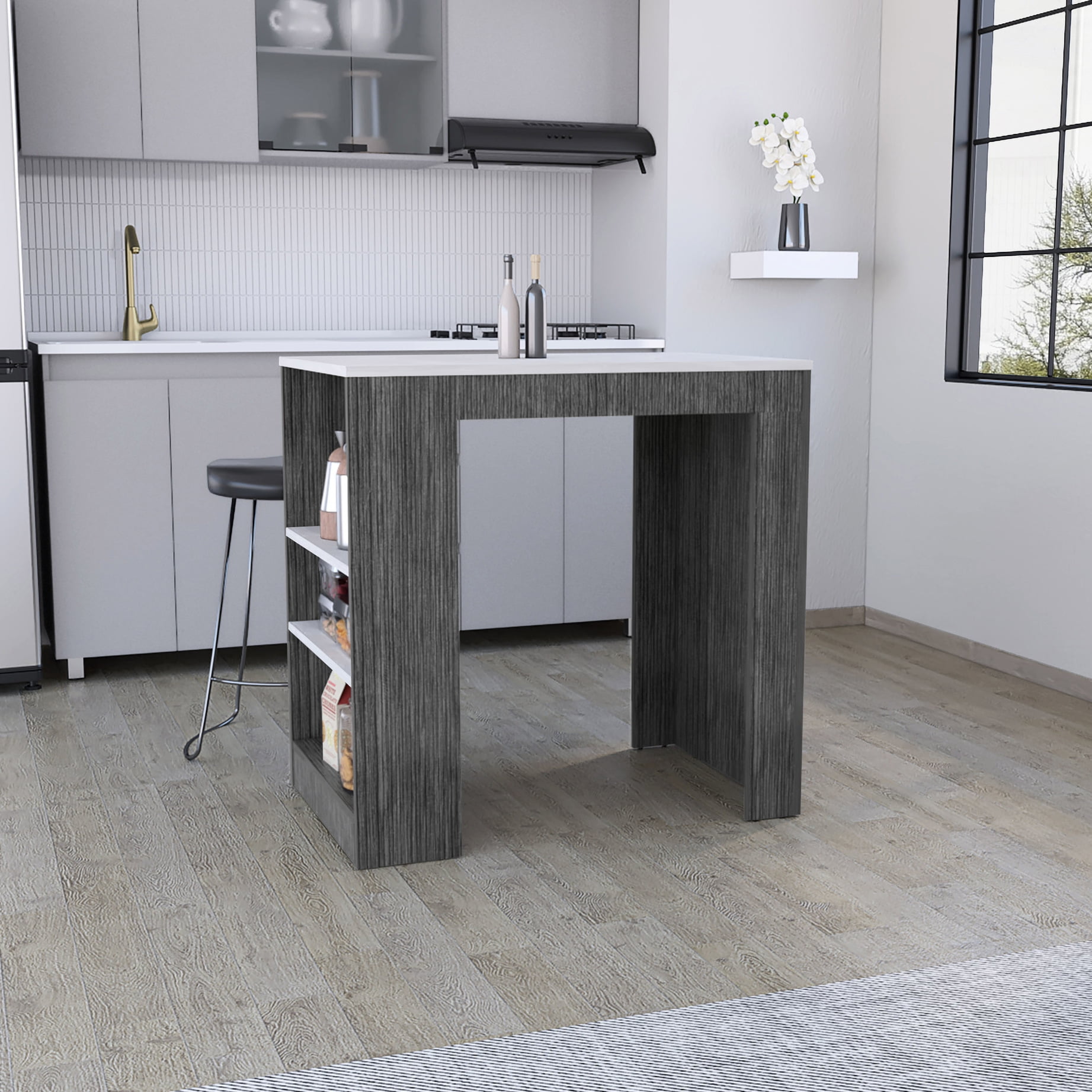 Affordable Engineered Wood - Rectangular Kitchen Island for Family ...