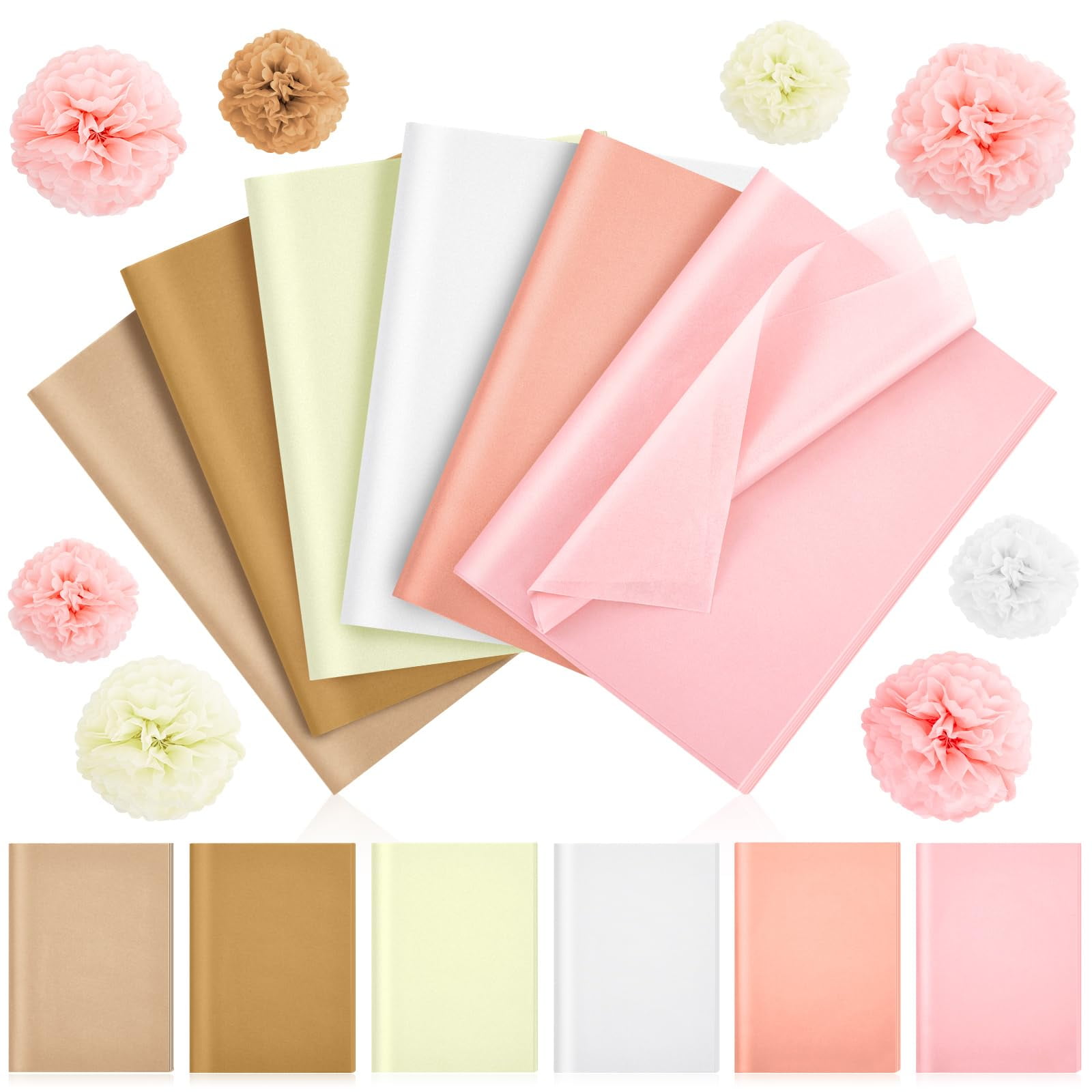 Affrolling 480 Sheets Assorted STF9 Rose Gold Pink Tissue Paper Gift ...